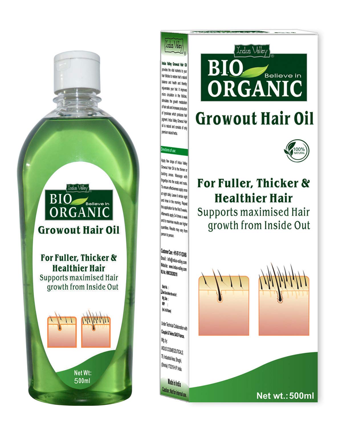 Buy INDUS VALLEY Bio Organic Growout Hair Oil for Hair Growth 100% ...