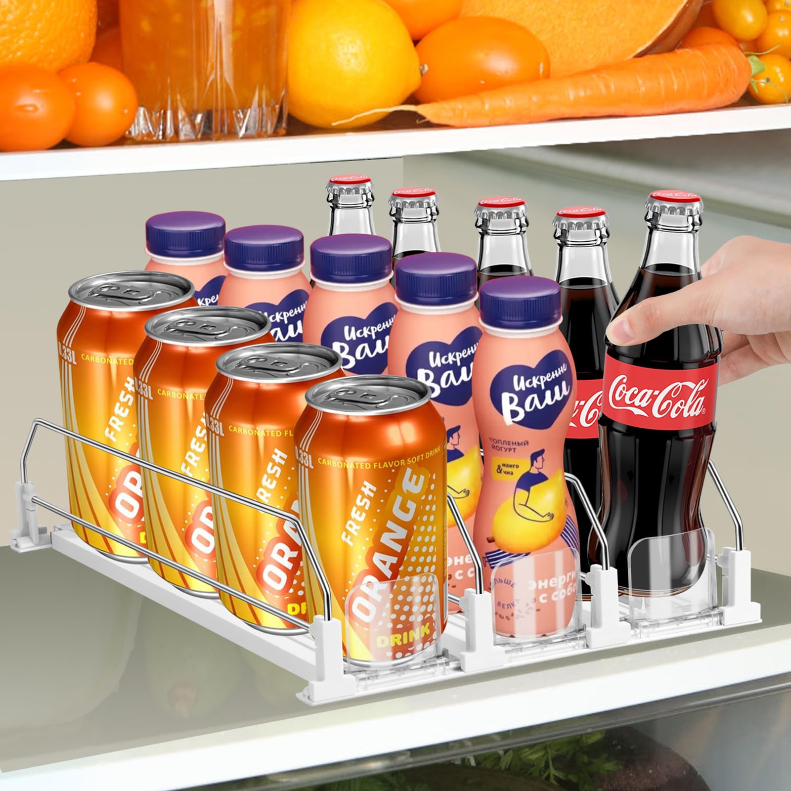 Amazon.com: asika Drink Organizer for Fridge, Adjustable Width Soda Can ...