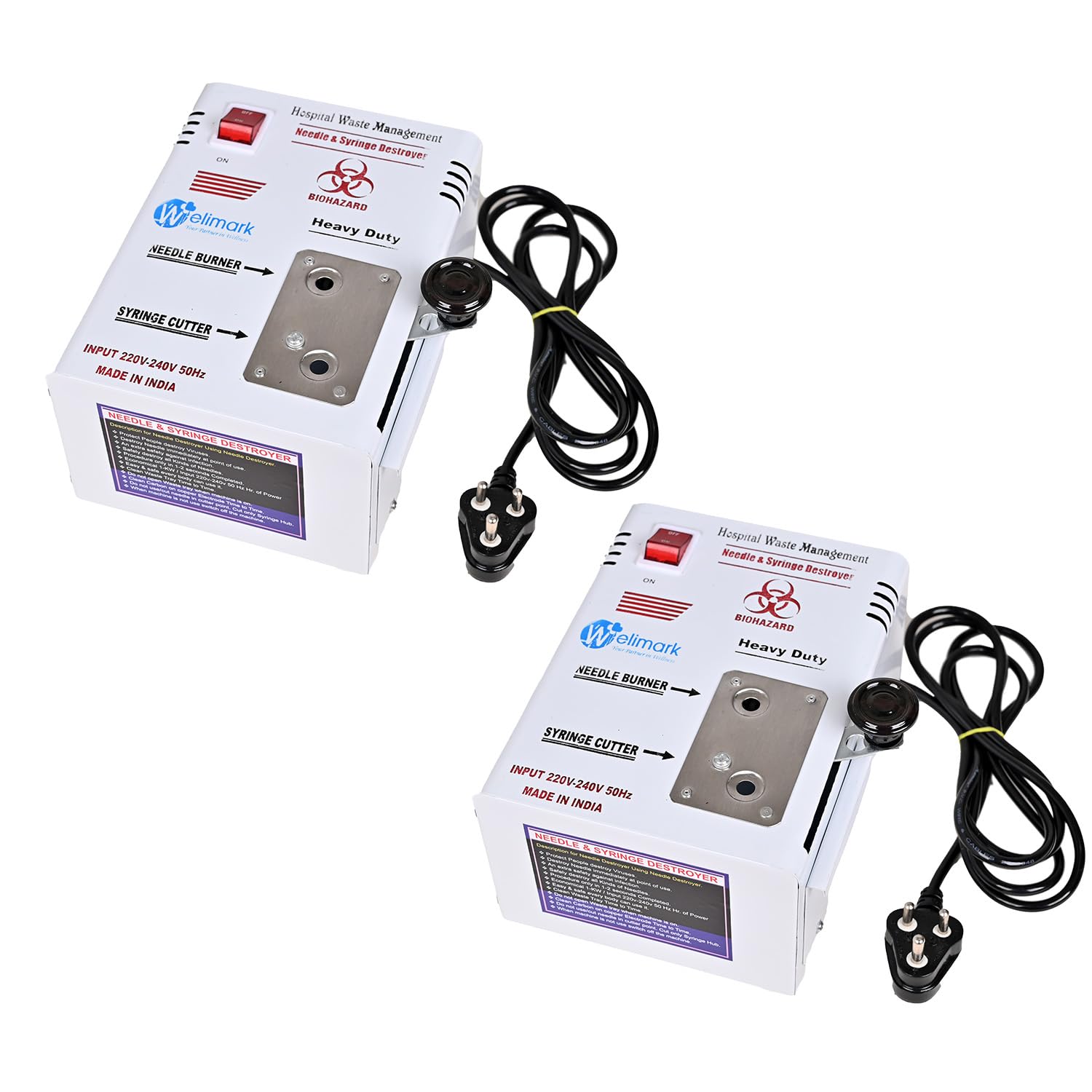 Welimark Electric Needle Syringe Destroyer Heavy Duty- Metal Body ...