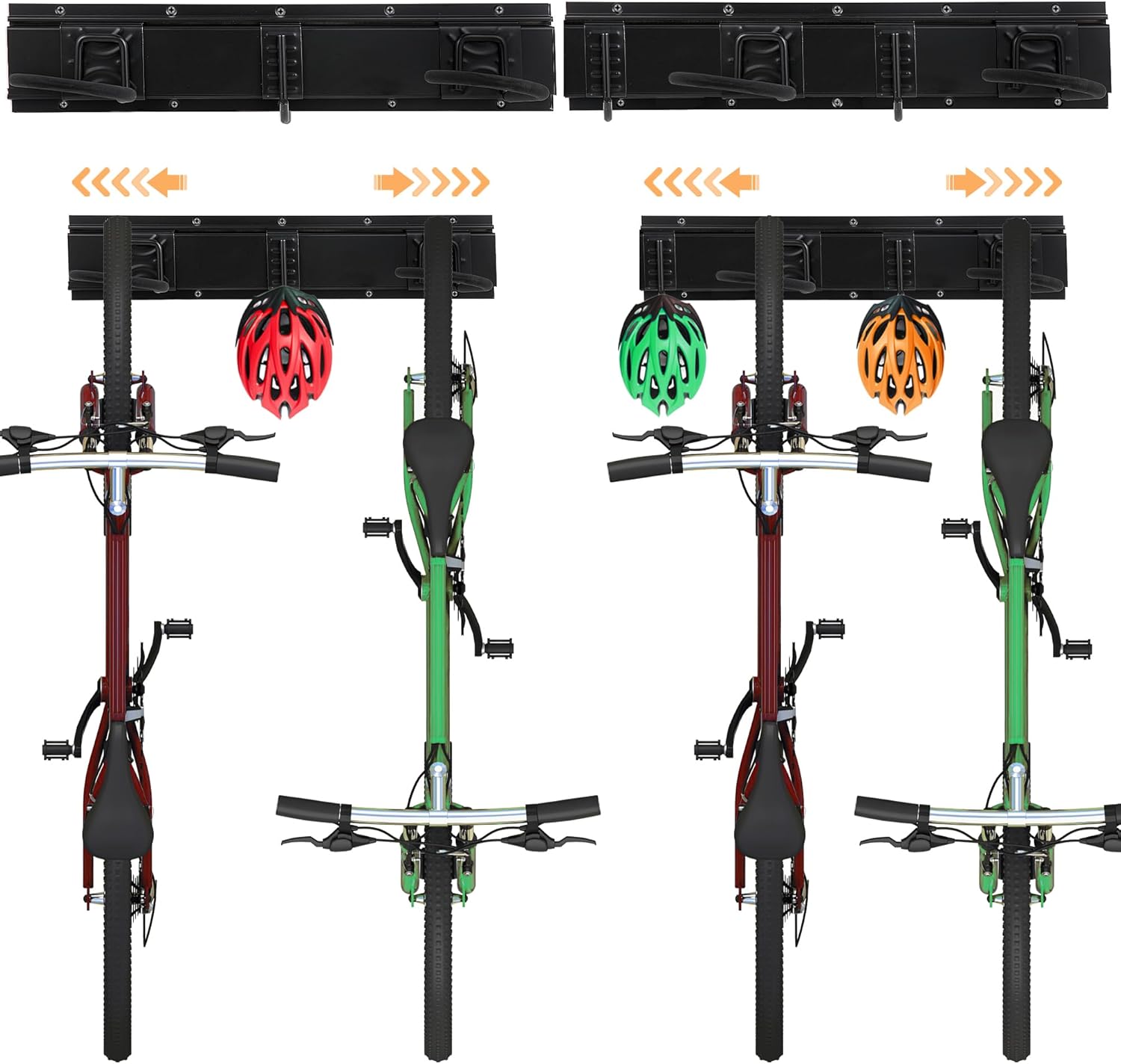 Sinoer Bike Wall Rack Bike Storage Wall Mount for 4 Bikes + 3 Helmets ...
