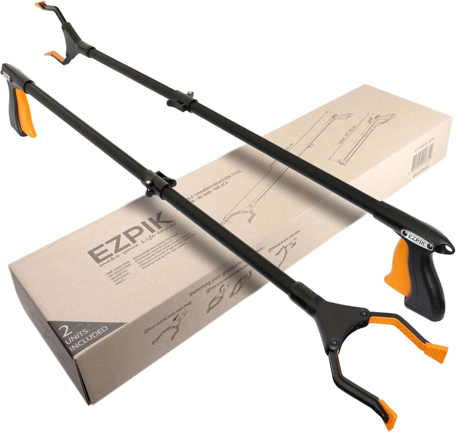 Unger Grabber EZ Reacher 40-Inch Grabber Tool - Pick Up Reacher For ...