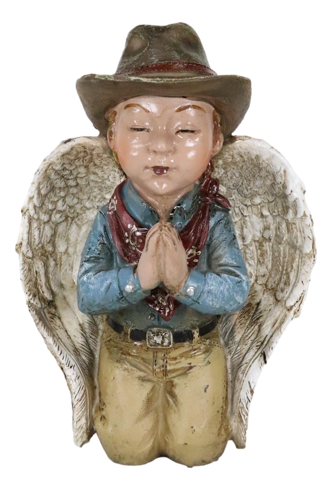 Amazon.com: Ebros Gift Rustic Western Cowboy Angel Wearing Hat and Red ...