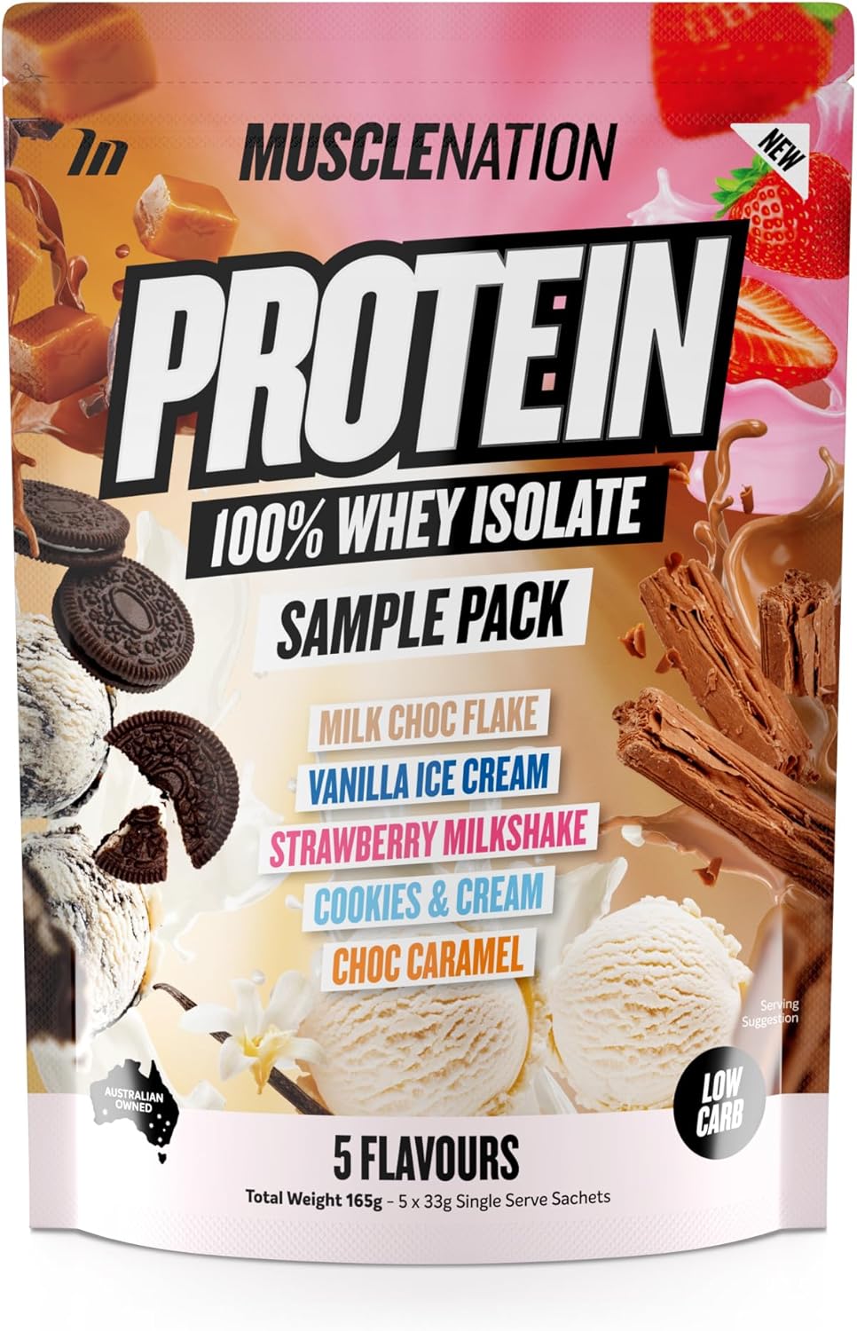 Muscle Nation Variety Pack - 5 x 33g Multiple Flavours Whey Isolate ...