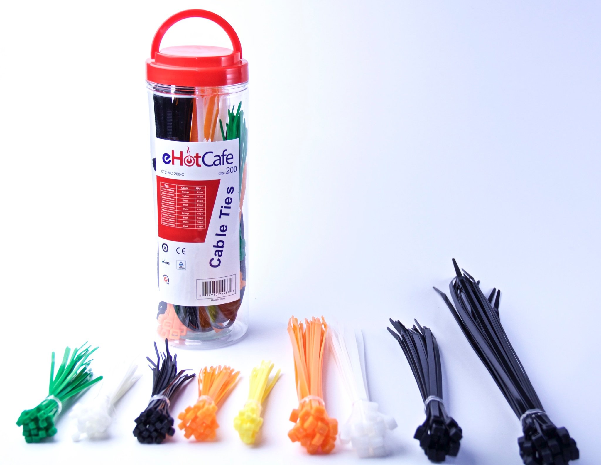 Amazon.com: QualGear CT2-MC-200-C Self-Locking Cable Ties, Assorted ...