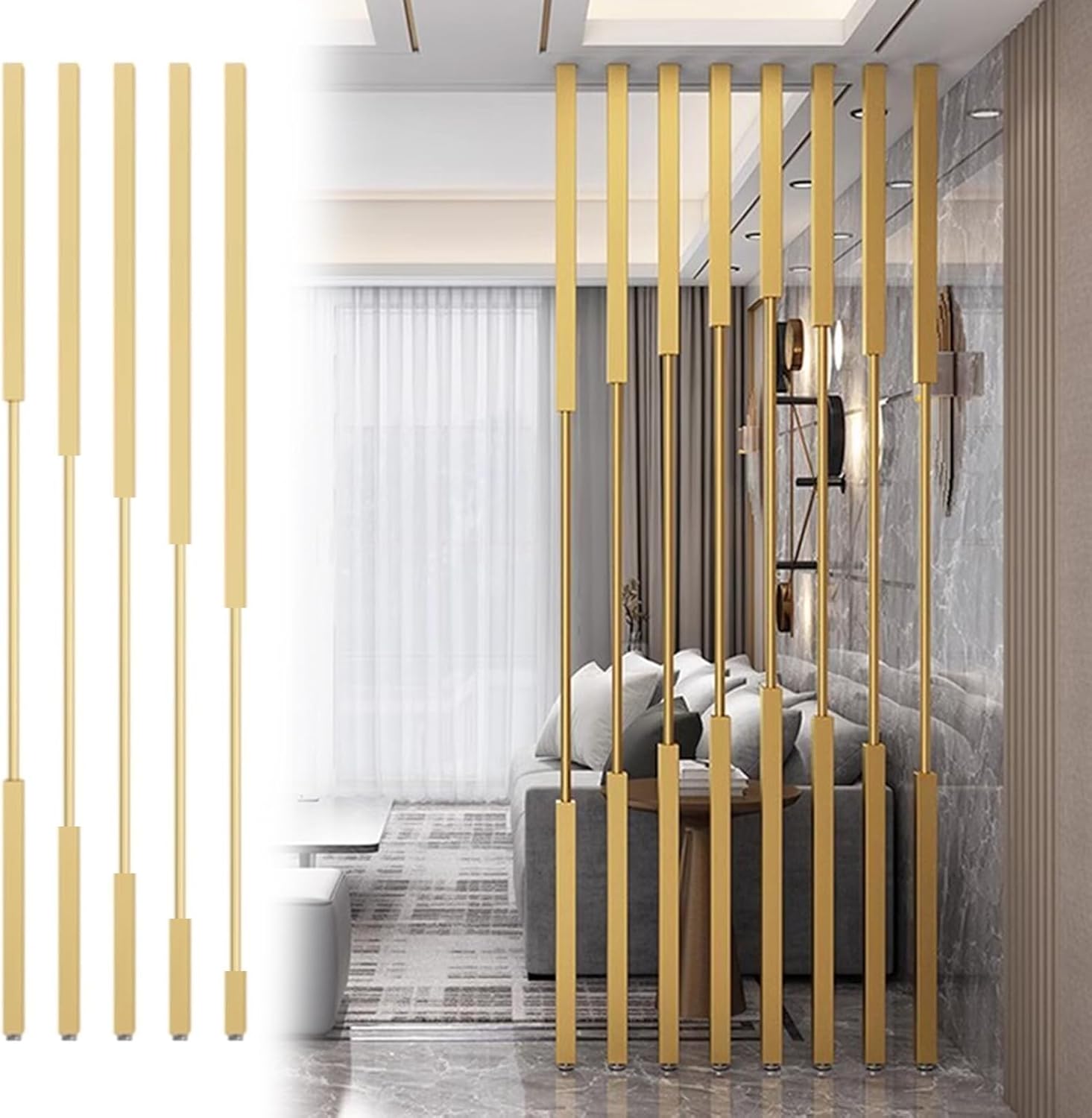 Room Divider Column Gold Room Divider Screen No Drill Needed DIY ...