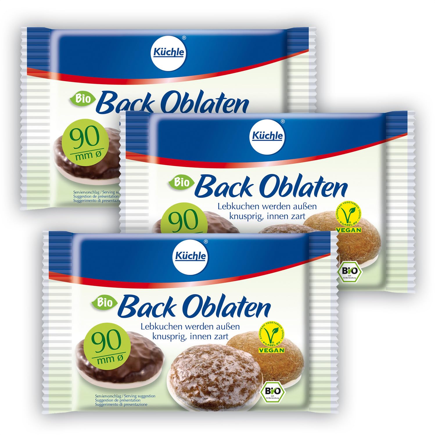 Küchle runde Back Oblaten Bio Vegan 90mm 26g pro Packung 3er Pack ...