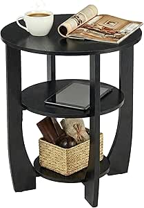 Amazon.com: ZEXVIDA Round Side Table, 3-Tier End Table with Storage, 19 ...