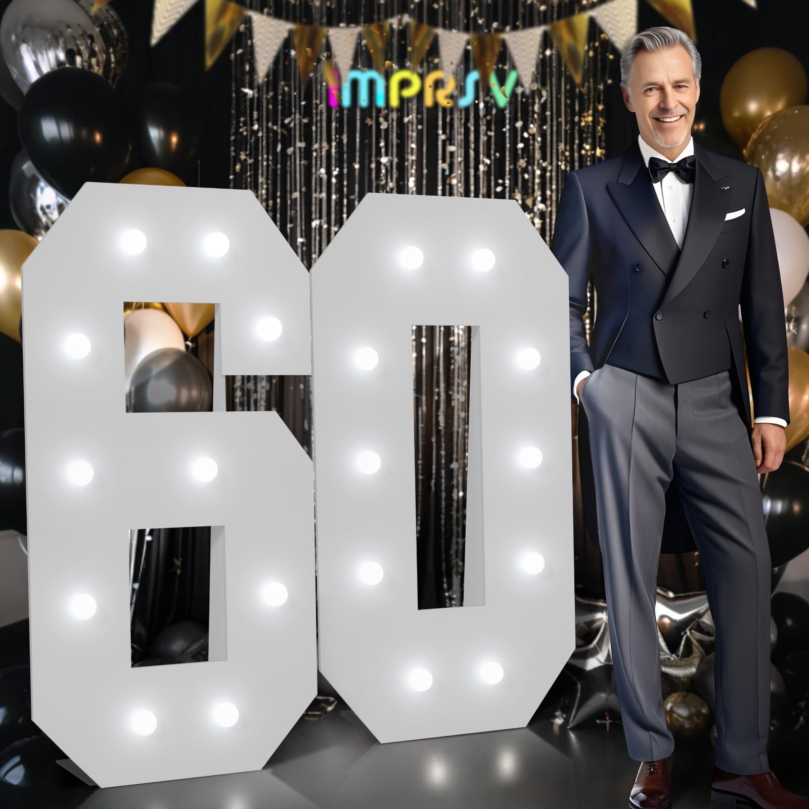 Amazon.com: Marquee Numbers 60th-Birthday Decorations: Large 4ft Light ...