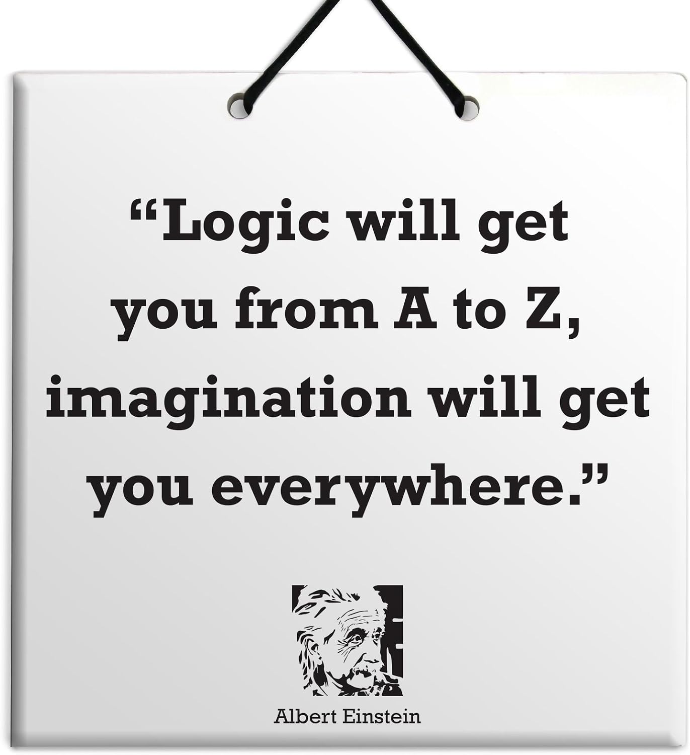 Amazon.com: Albert Einstein Quote Ceramic Wall Hanging Art Sign 15x15 ...