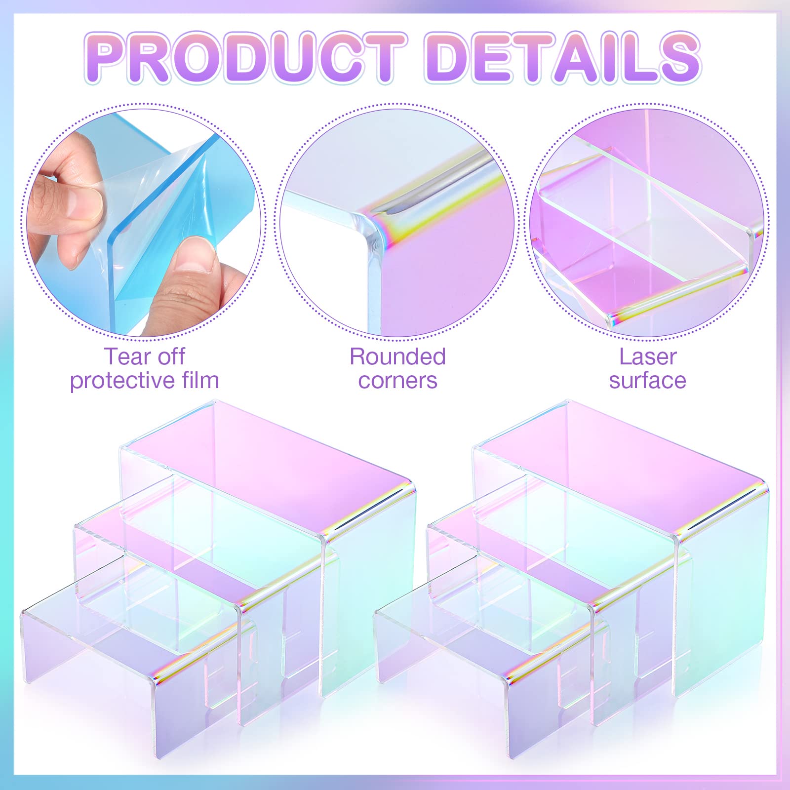 Set of 9 Iridescent Acrylic Display Risers Acrylic Display Shelf ...
