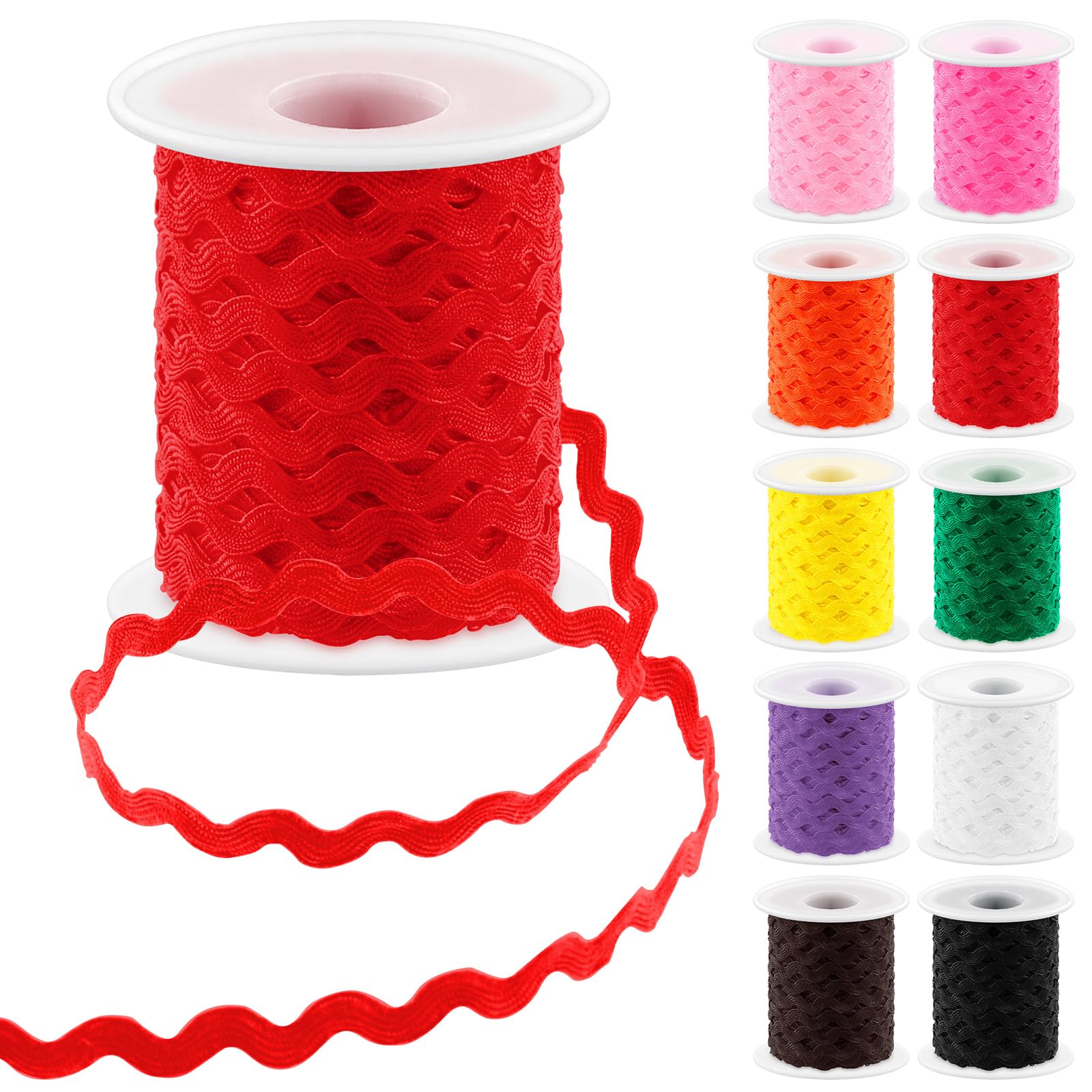 Amazon.com: Glarks 1Pcs 27Yard/25M Red Rick Rack Trim Ribbon Wave ...