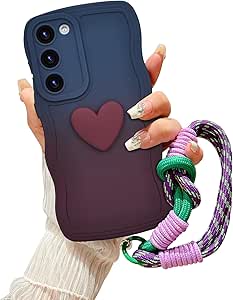Amazon.com: Tcaraersing for Samsung Galaxy S23 Plus Gradient Wavy Case with Wrist Strap Lanyard ...