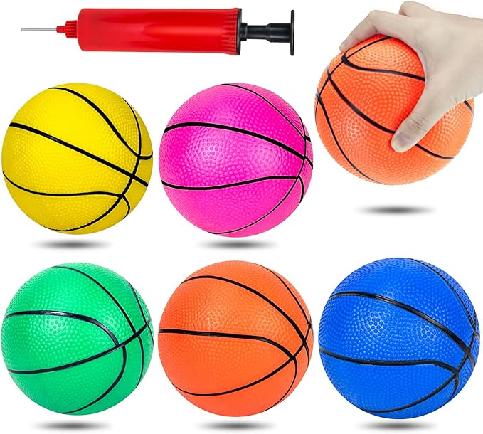Amazon.com: Hymaz Mini Basketballs, 5 Pack 6 Inch Basketball Set with Pump- Colorful Small ...