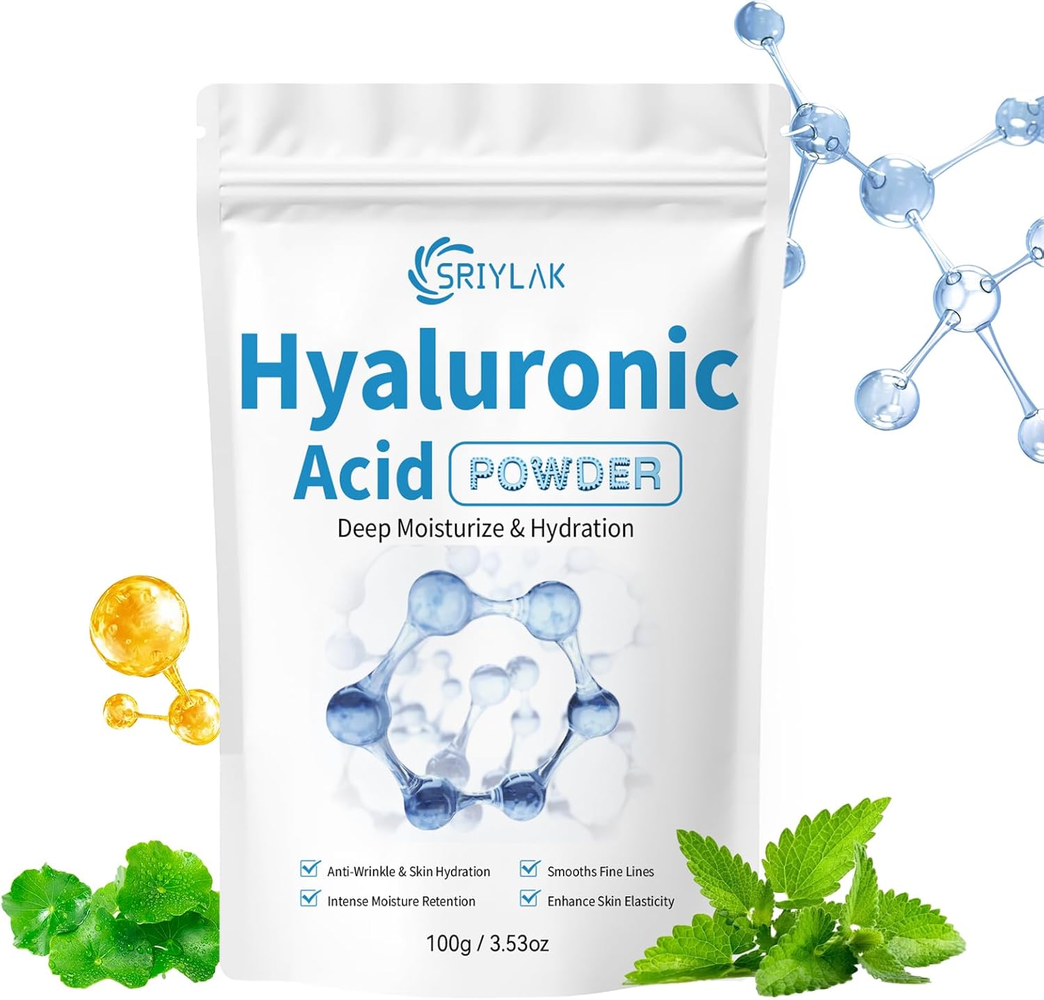 Amazon.com: SRIYLAK Hyaluronic Acid Powder, 1 Pack Hyaluronic Acid ...