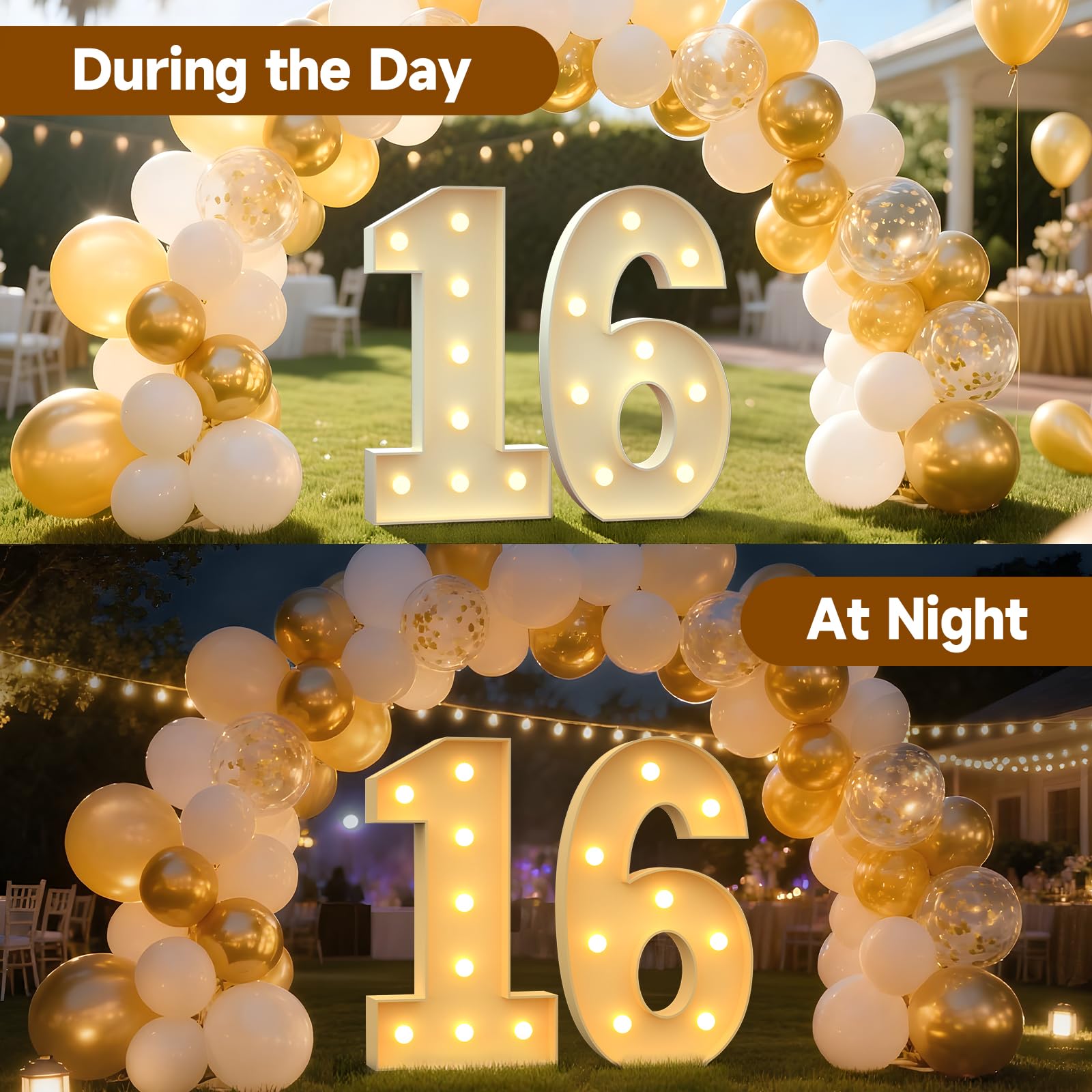 Snapklik.com : 3FT Marquee Numbers 16, Large Light Up Number 16 For ...