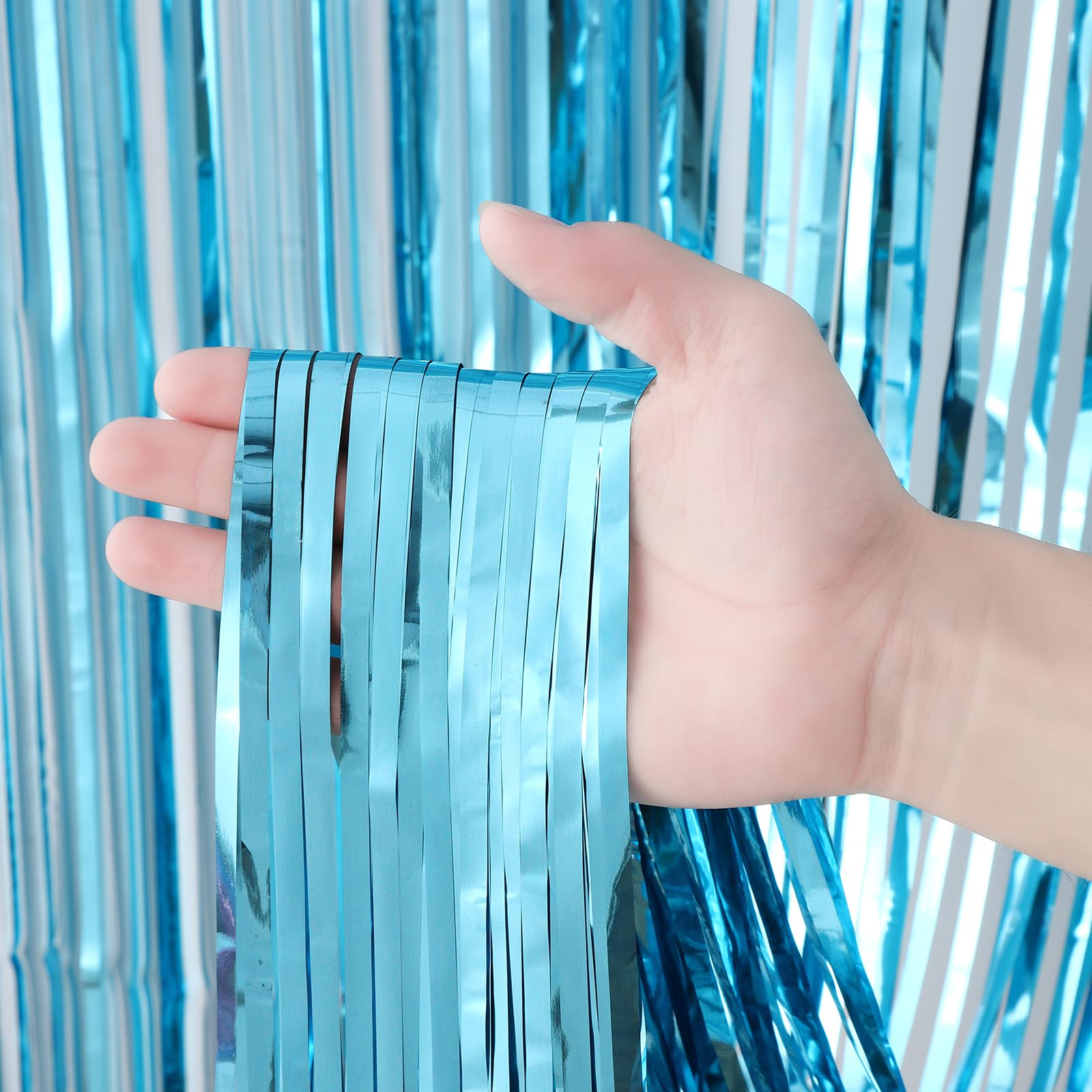 Snapklik.com : Voircoloria 3 Pack 33x82 Feet Light Blue Foil Fringe ...