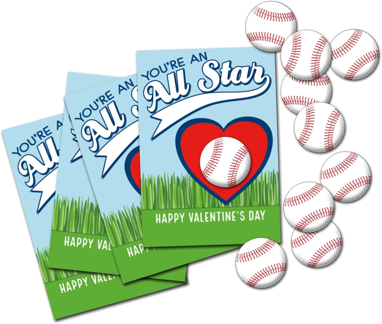 Amazon.com : BUTTON DELI 25-pack Classroom Valentine Cards with Buttons ...