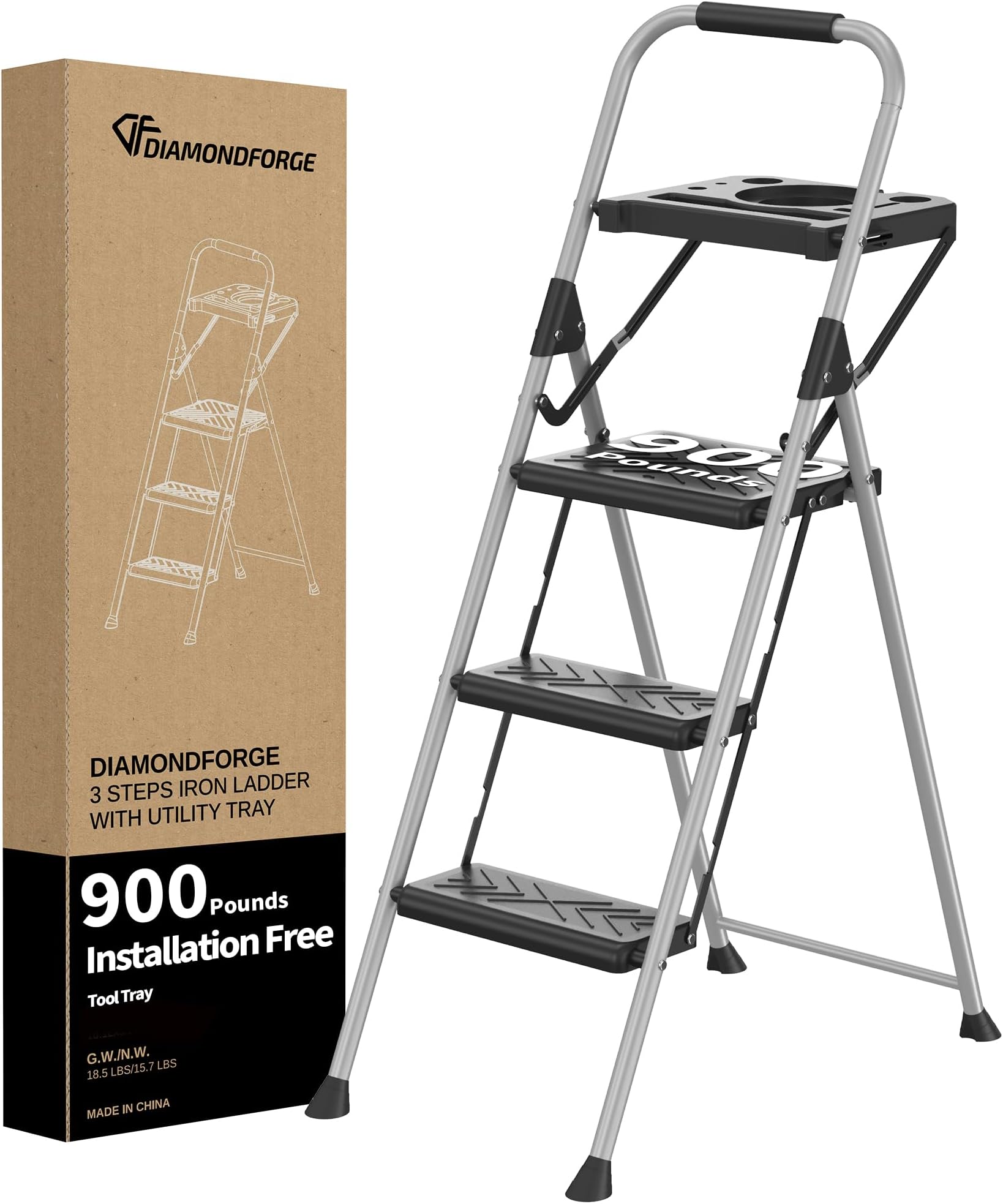 Amazon.com: Best Choice Products 3-Step Ladder, Portable Folding Anti ...