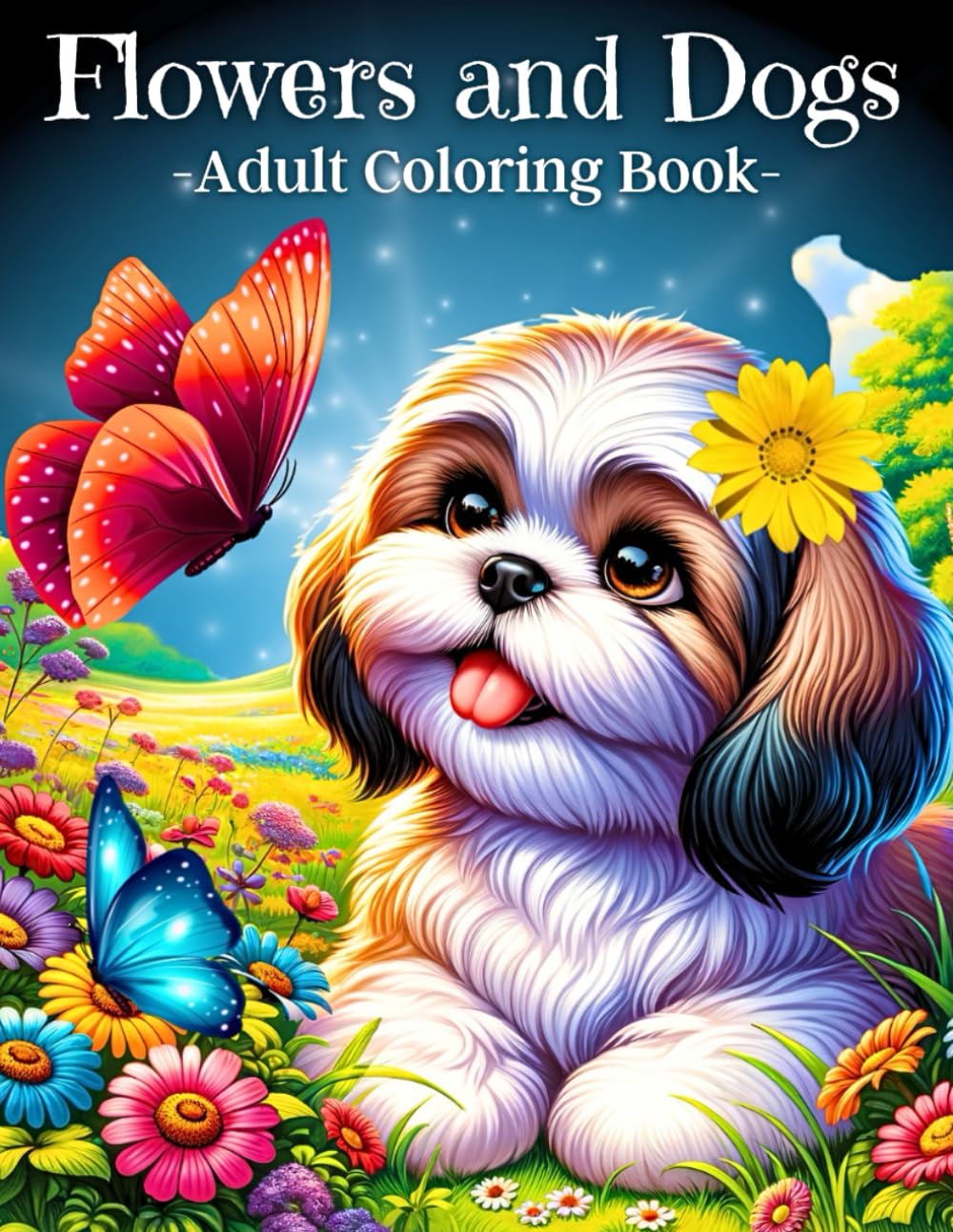 Amazon.com: Flowers and Dogs Adult Coloring Book: Cute Dogs With ...