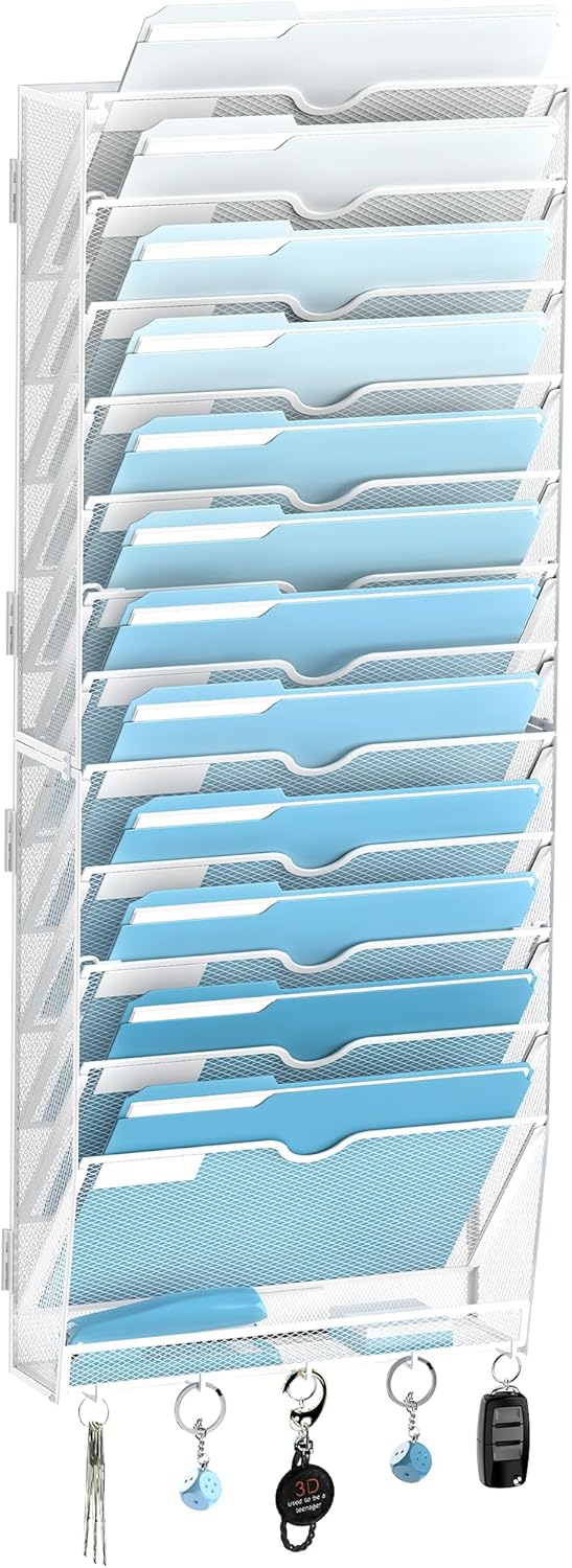 Amazon.com: SUPEASY 13-Tier Wall File Organizer, Mesh Hanging File ...