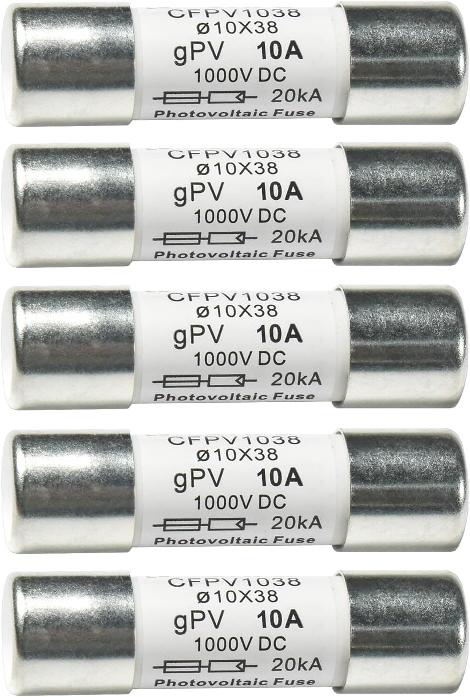 HQRP 5-Pack Solar PV Fast Acting Photovoltaic Fuse Link CFPV-1038, gPV ...