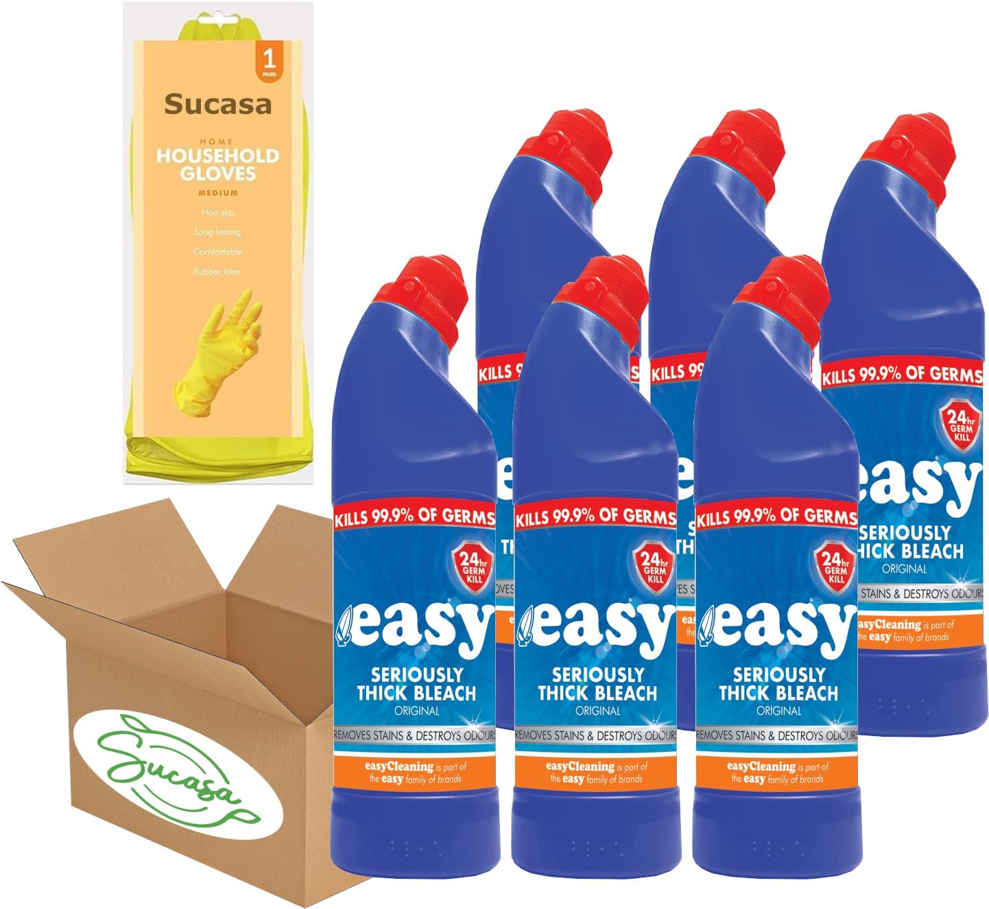 Easy Thick Bleach 24-Hour Toilet Bleach Cleaner 6x750ml - Powerful ...