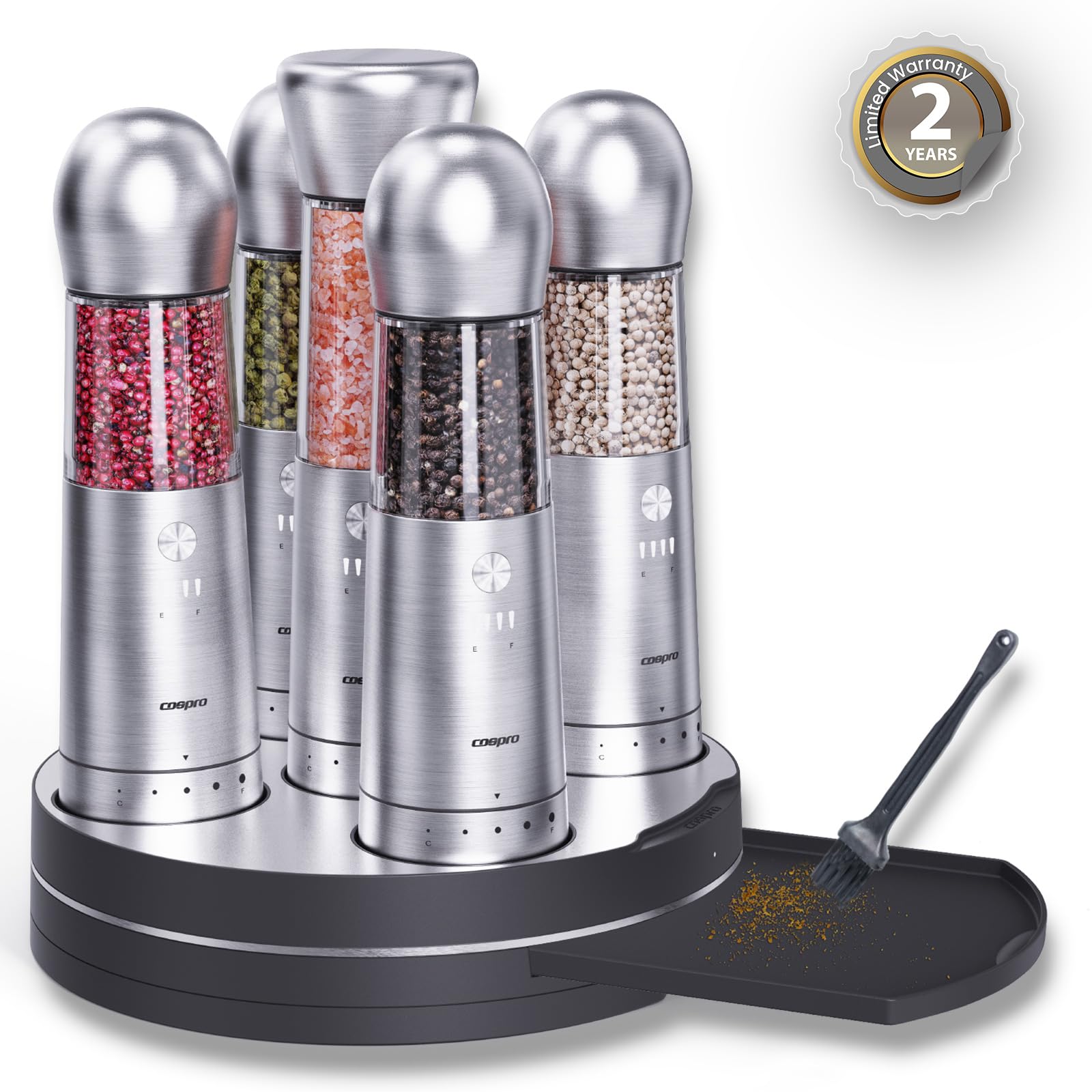 Amazon.com: COSPRO 5-in-1 Wireless Charging Electric Salt and Pepper Grinder Set, Rechargeable ...