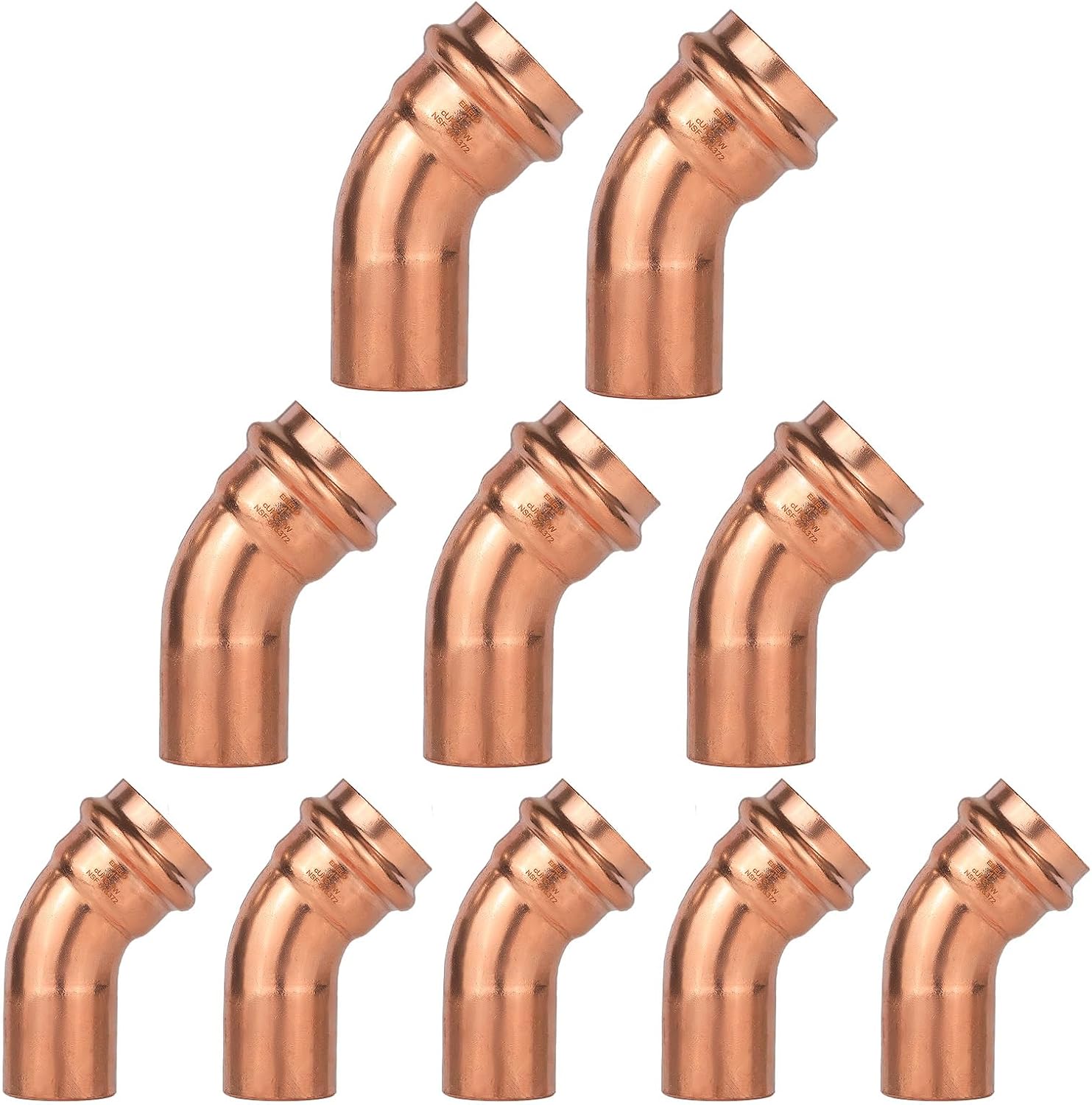 Amazon.com: 10-Pack HeSun Copper Press Street Elbow(45 Degree), 1" FTG ...