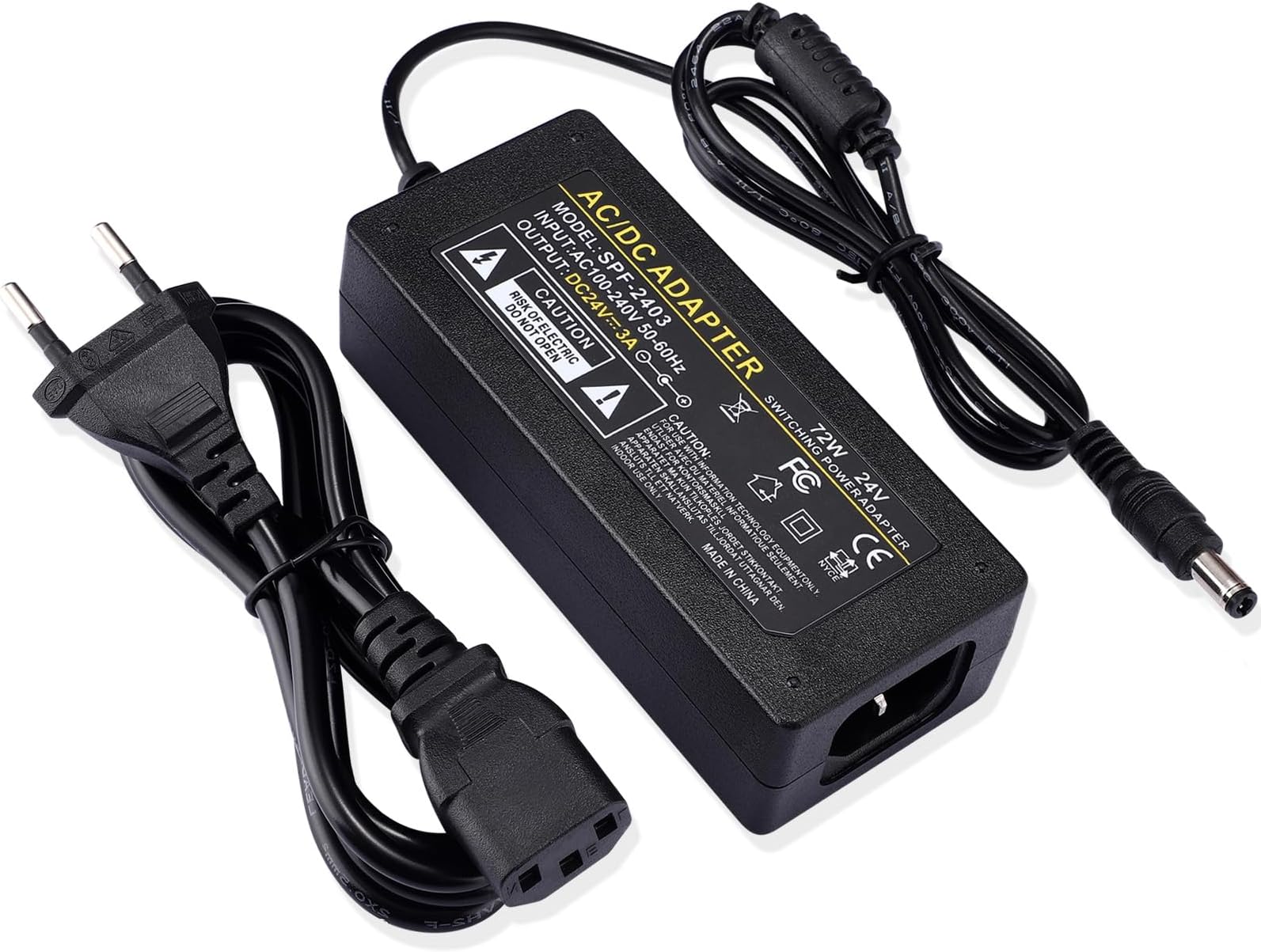 TOBWOLF DC 24V 3A Netzteil Adapter, 72W AC 100V-240V zu DC 24V 3A ...