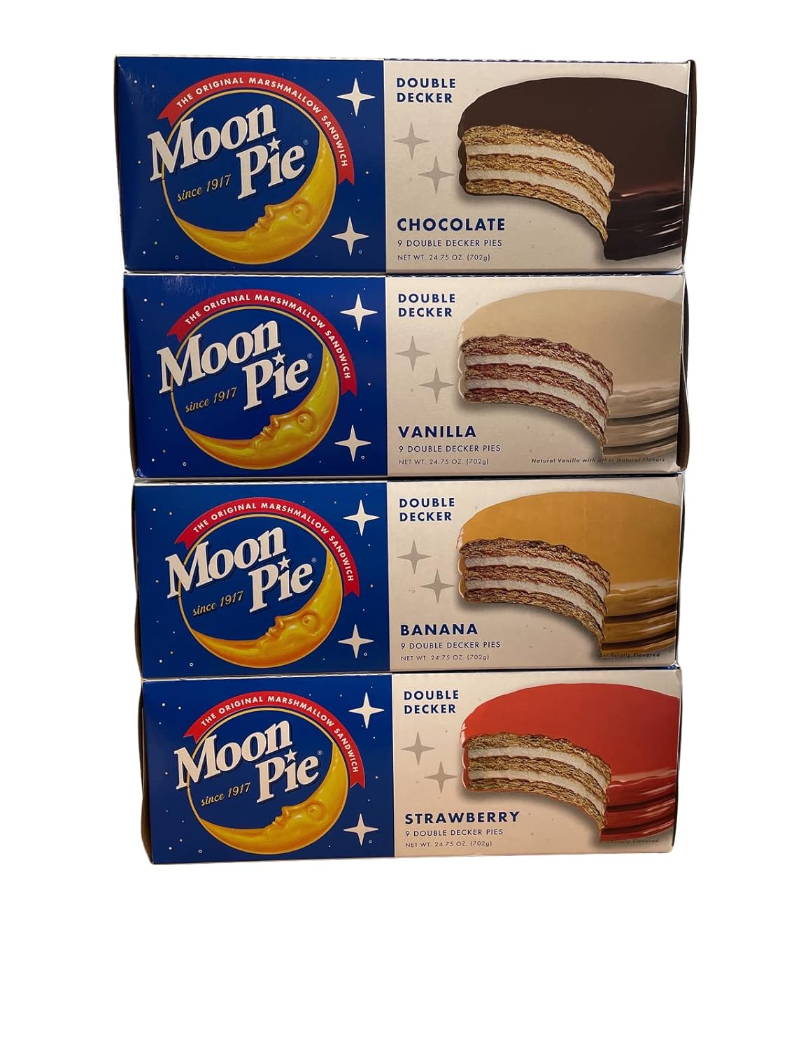 Amazon.com: Moon Pie Double Decker Chocolate - Vanilla - Banana ...