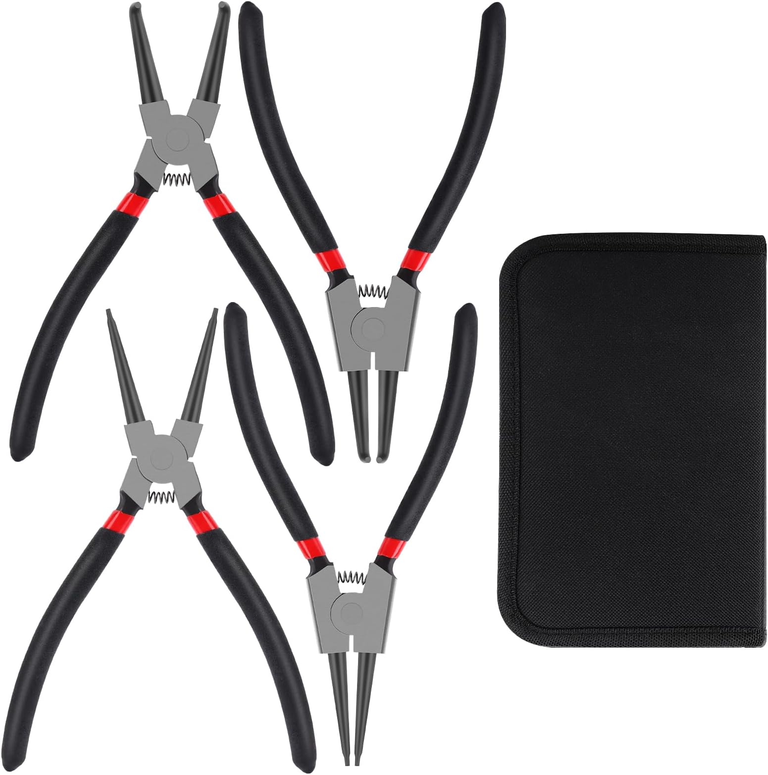 LEAZZLE 4 Pezzi 180mm Pinza per Seeger con Borsa Portatile, Set Pinze Officina per Anelli di ...