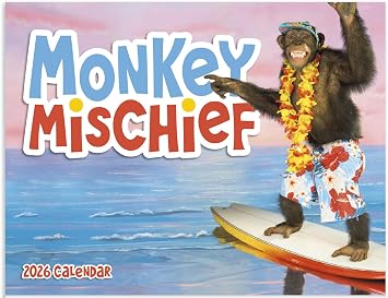 Amazon.com: Monkey Mischief Funny 2026 Hanging Wall Calendar - 19" x 11 ...