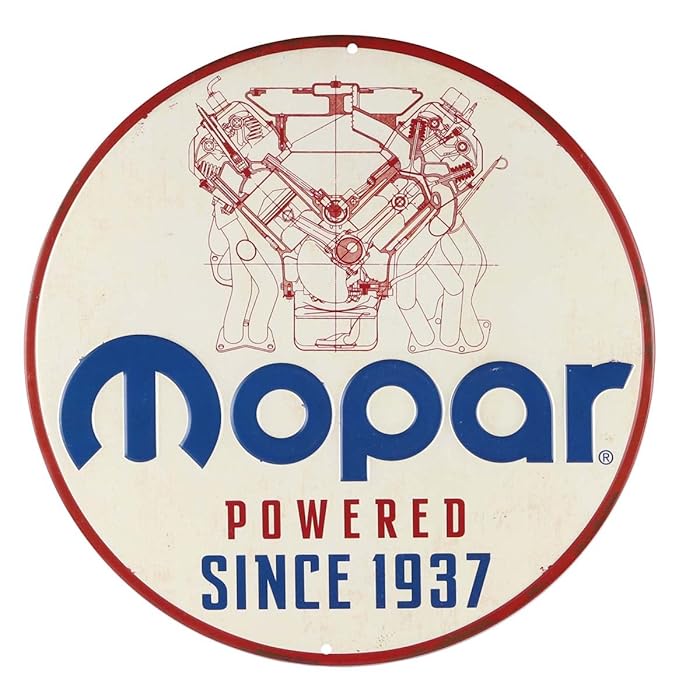 Buy Open Road Brands Mopar Powered Since 1937 Round Embossed Metal Sign ...