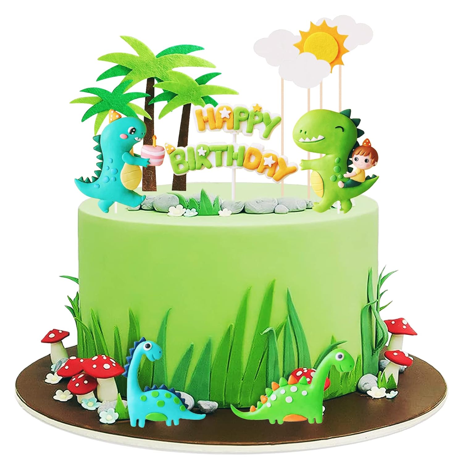 13 PCS Dinosaur Cake Toppers - Happy Birthday Cake Decorations for Boy ...