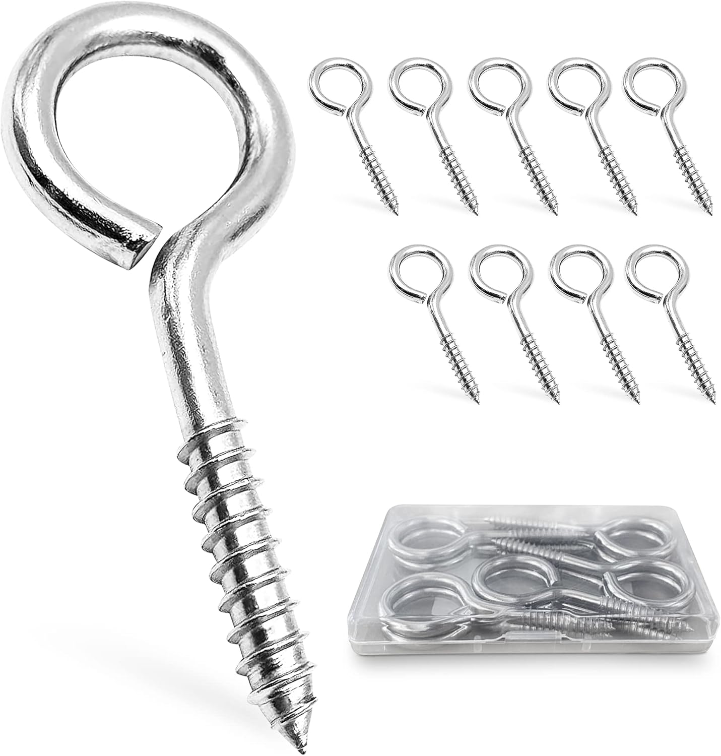 Amazon.com: 10 Pcs Eye Hooks Screw - 2.5 Inches Stainless Steel Eye ...