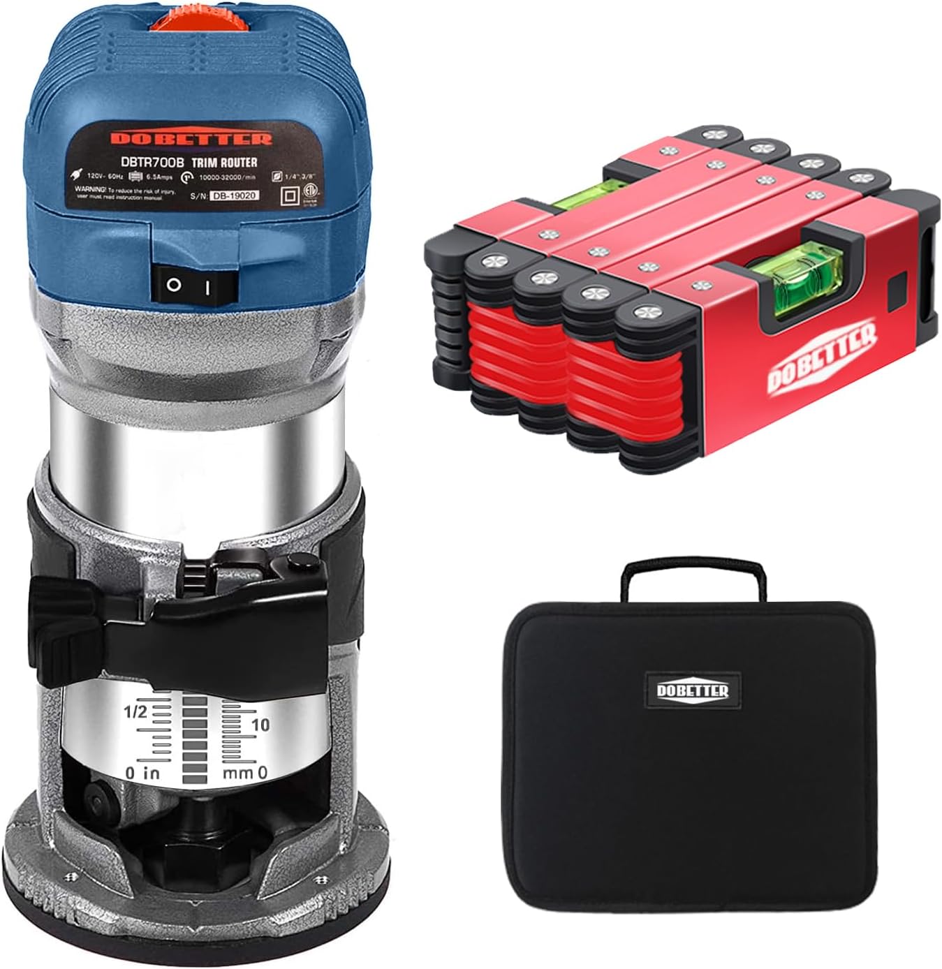 Dobetter 6.5-Amp Wood Router Tool Set with 28-Inch Multi-angle Foldable ...