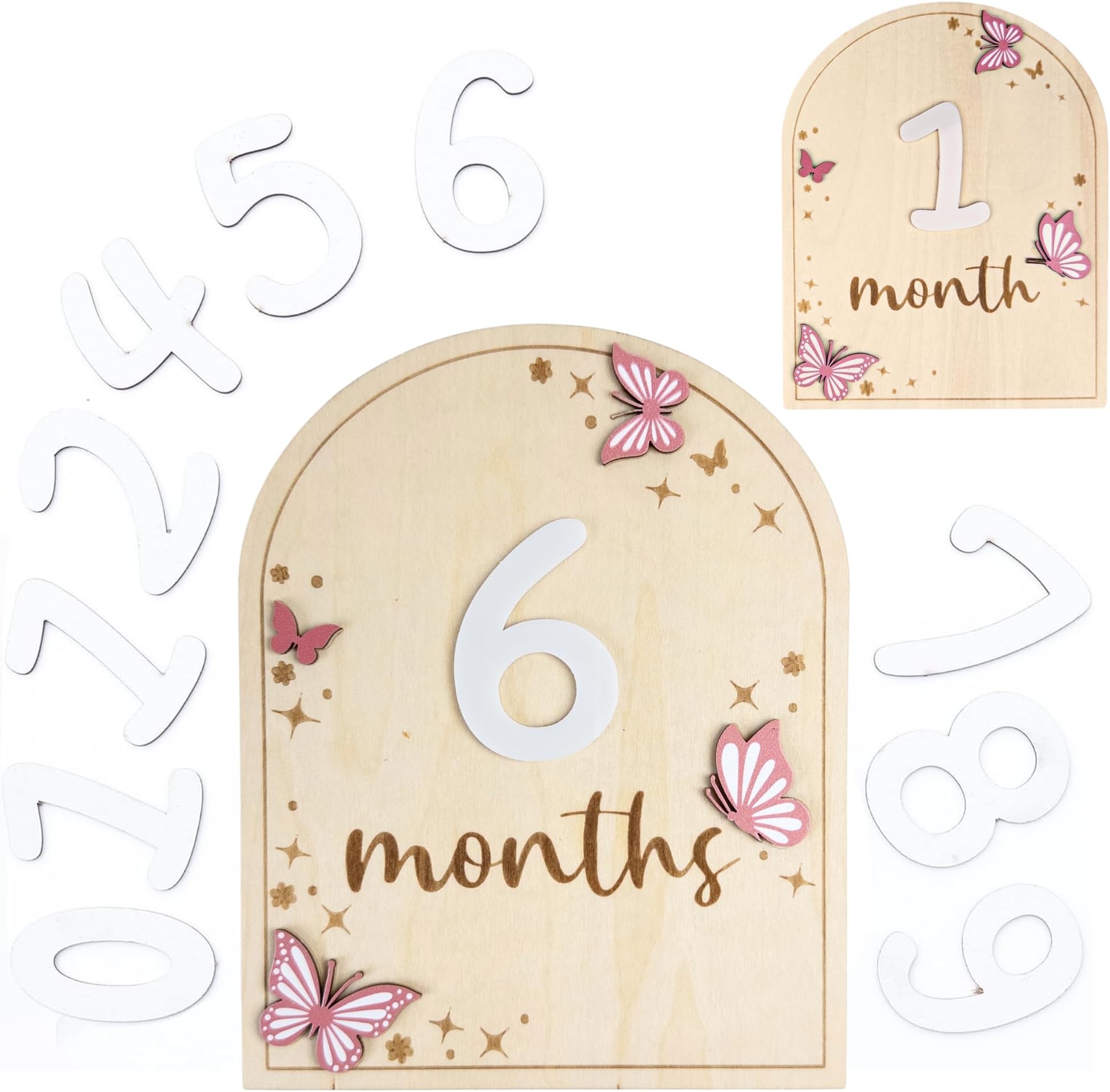 Amazon.com : Baby Monthly Milestone Cards - Wooden Monthly Milestone ...