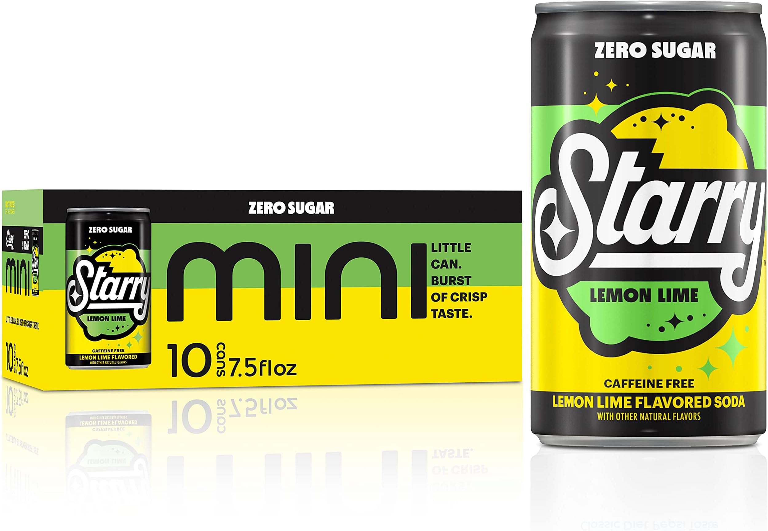 Amazon.com : Starry Zero Sugar Lemon Lime Soda, Caffeine Free, Mini ...
