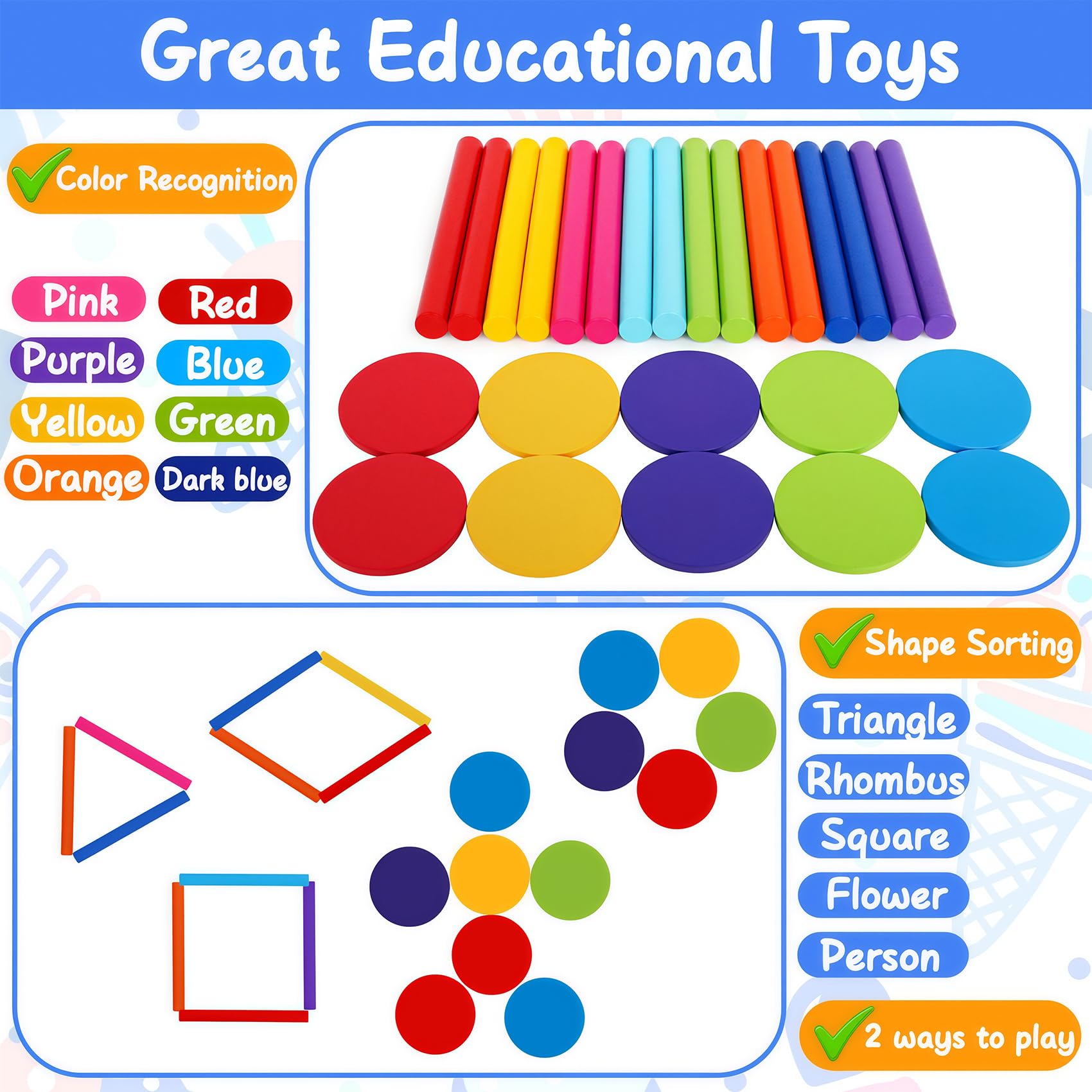 Snapklik.com : Wooden Sorting Toy Montessori Color & Shape Sorter Class ...
