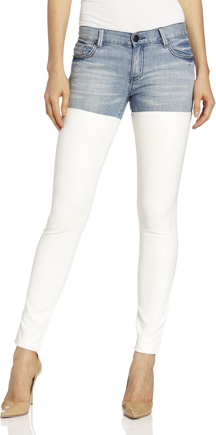 BCBGeneration Women's Jasper Skinny Thigh High Leather-Denim Jean, Blue ...