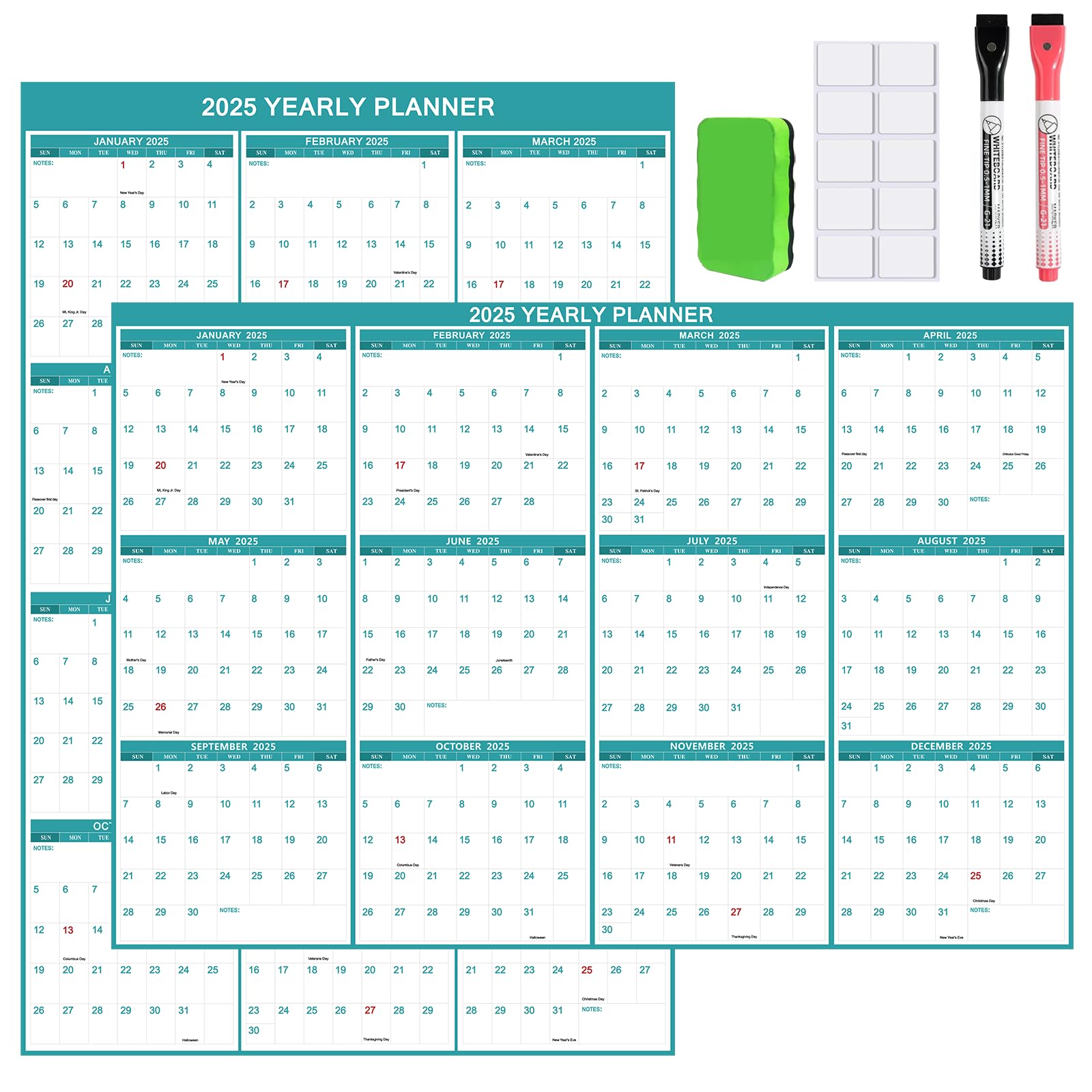 Amazon.com: 32" x 48" 2025 Large Wall Calendar Erasable, Wet & Dry ...