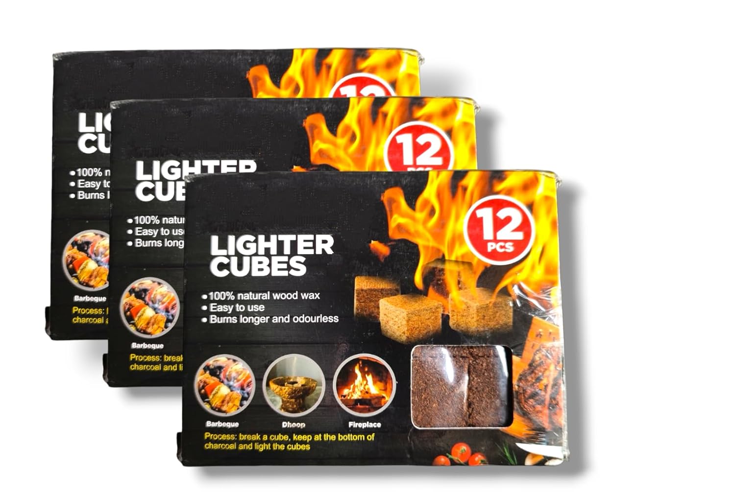 Fire Starter Cubes 12 Pc Pack | Fire Starter for Barbeque Charcoal ...