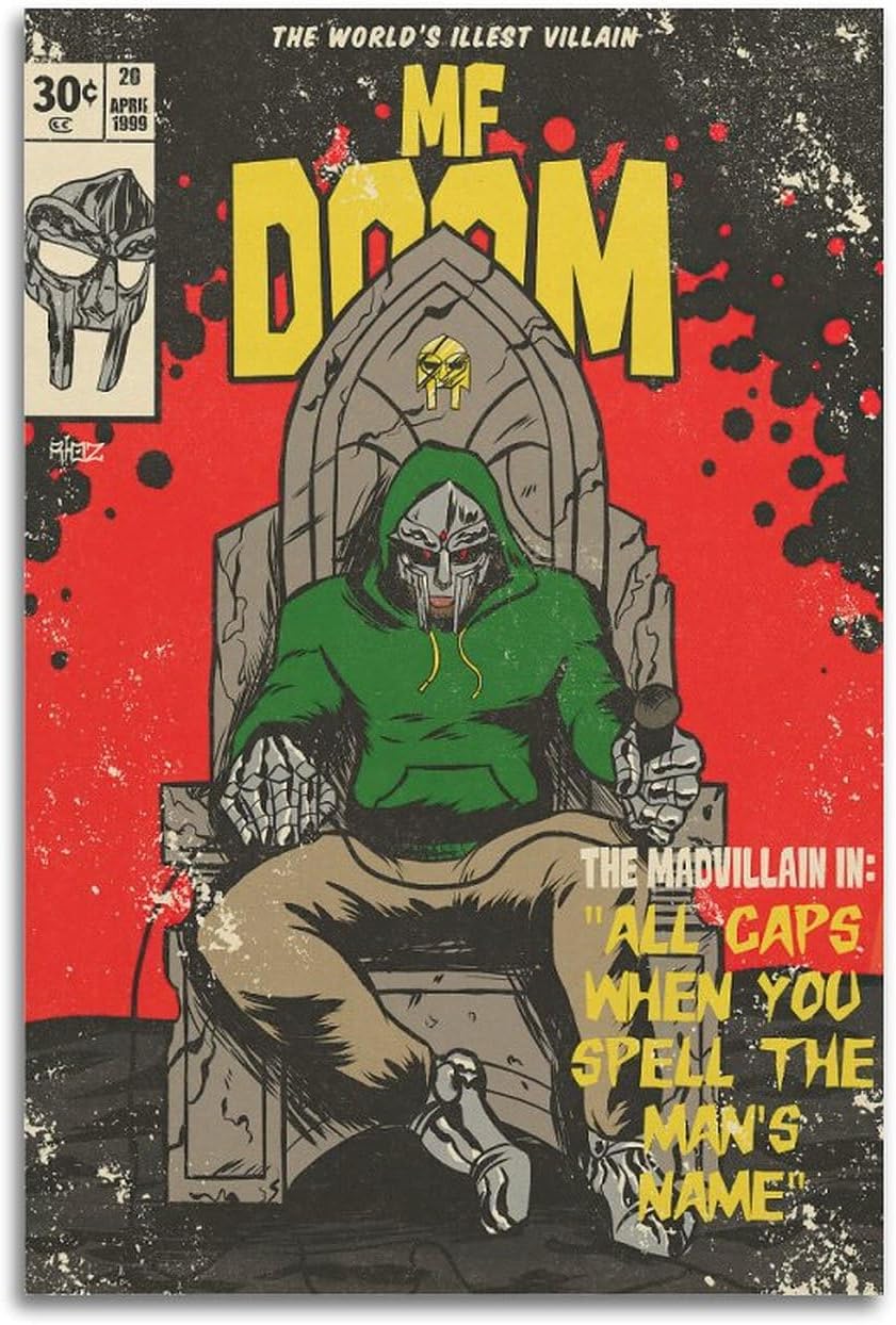 Amazon.com: MF DOOM Poster Hip-hop Rapper Poster Art Canvas for Bedroom ...
