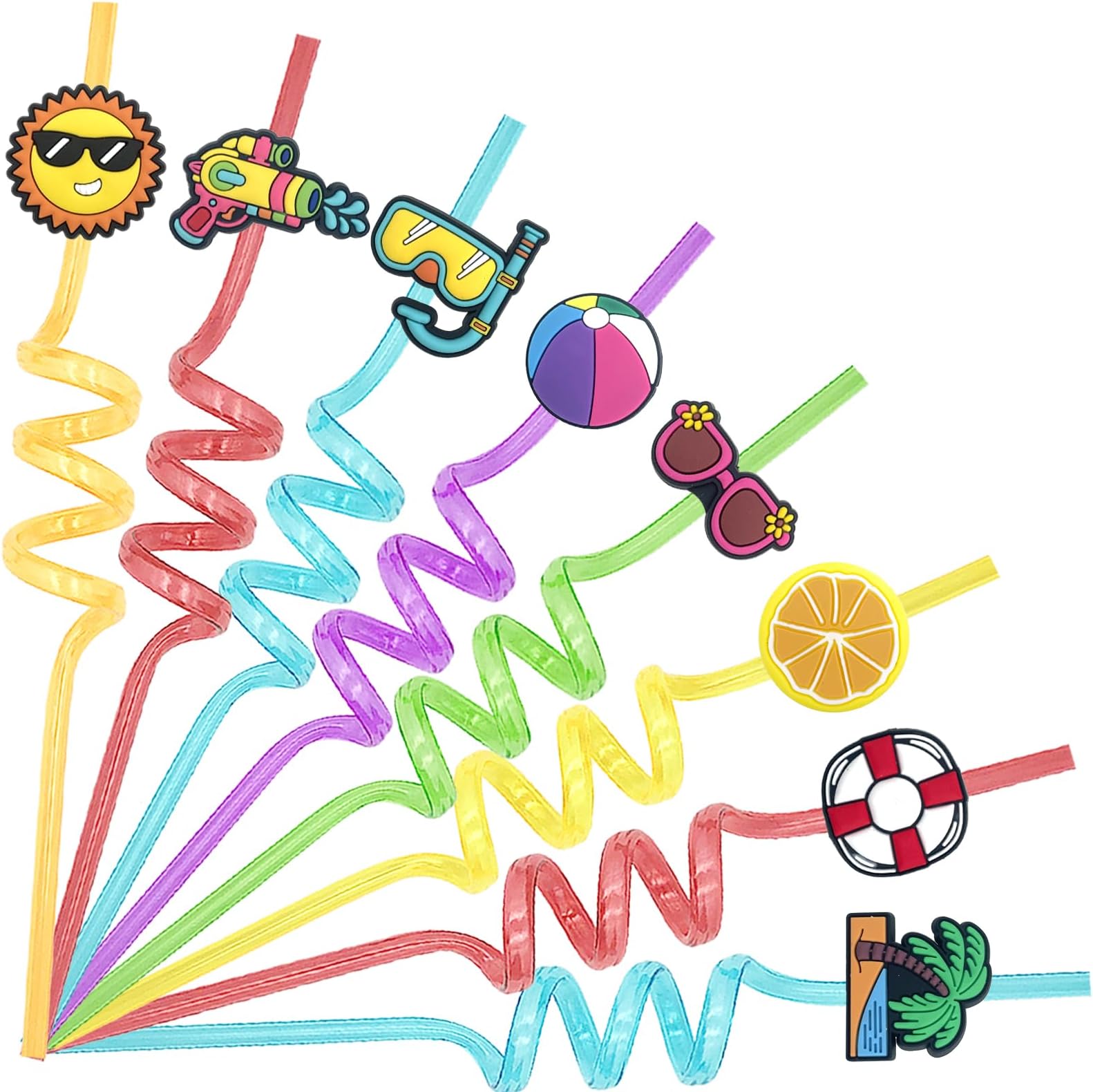 Amazon.com: 24 Beach Theme Straws| Summer Party Favors Reusable ...