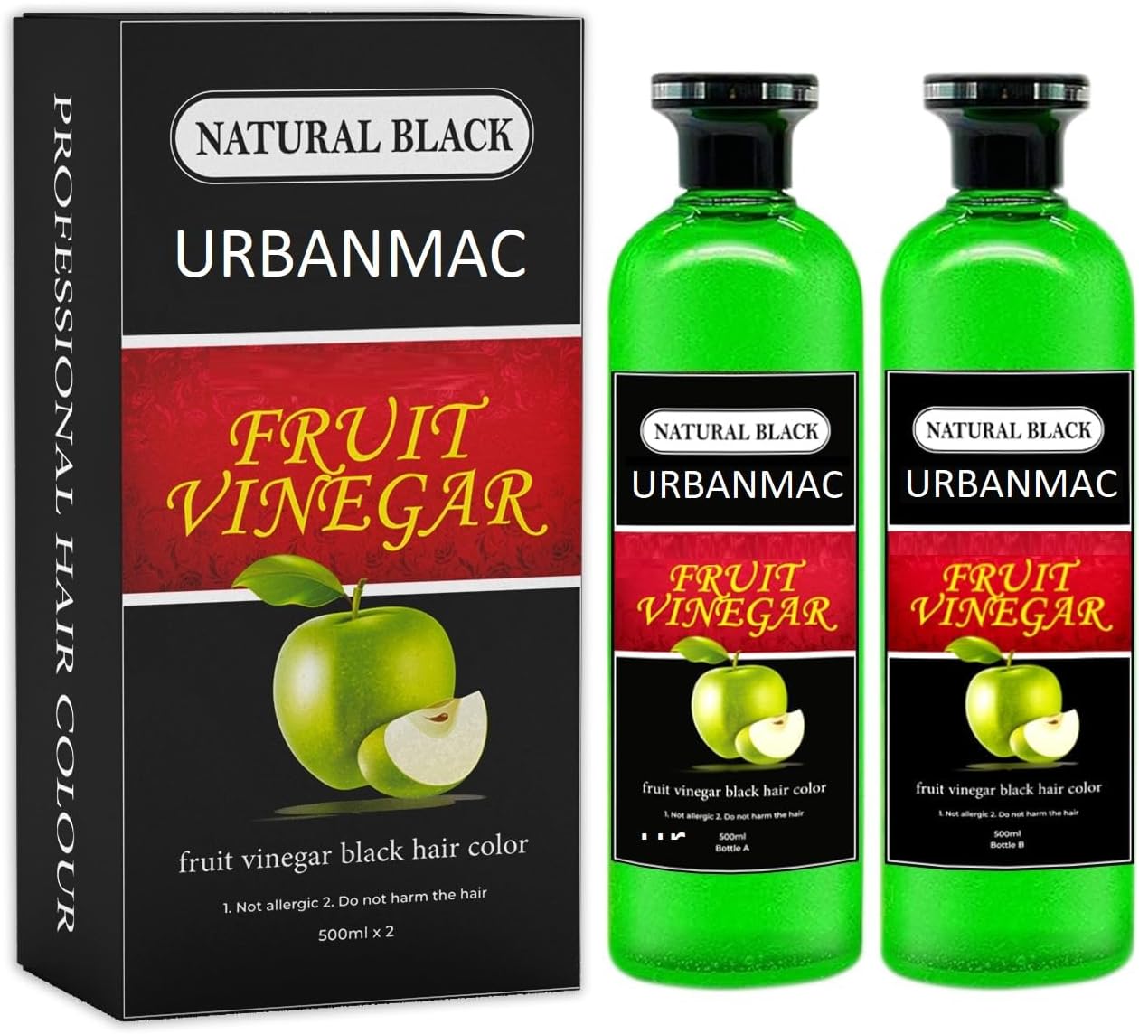 URBANMAC Fruit Vinegar Black Gel Color Pack of 1, Bake Hair Dyeing in ...