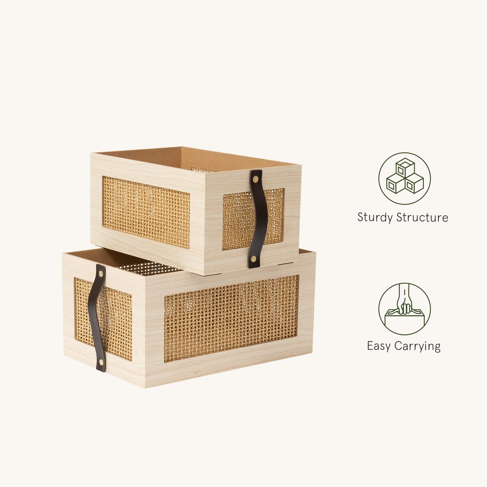 LA JOLIE MUSE Cube Storage Bins Set of 2, Wooden Storage Cubes with ...