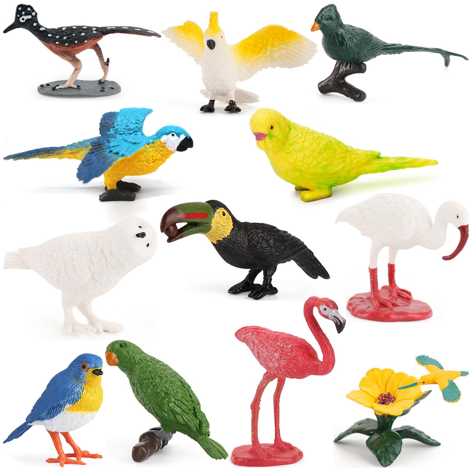 Amazon.com: ONEST 13 Pieces Mini Bird Figurines Playset Hand Painted ...