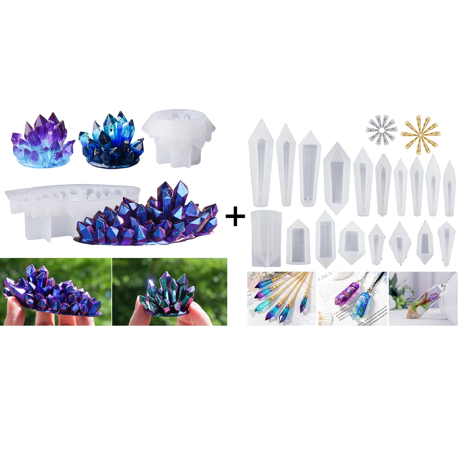 Amazon.com: Bundle Set of Crystal Cluster Resin Molds, 18Pcs Pendulum ...