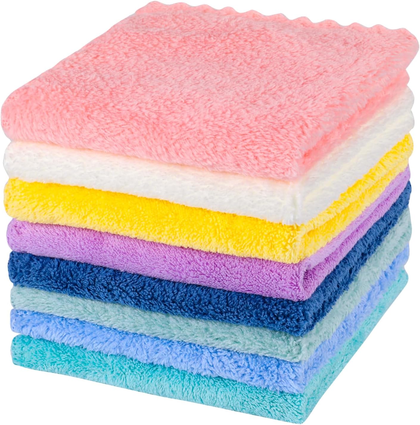 6 PCS Flannel Face Cloths - Microfibre Reusable Facial Clean Cloths for ...