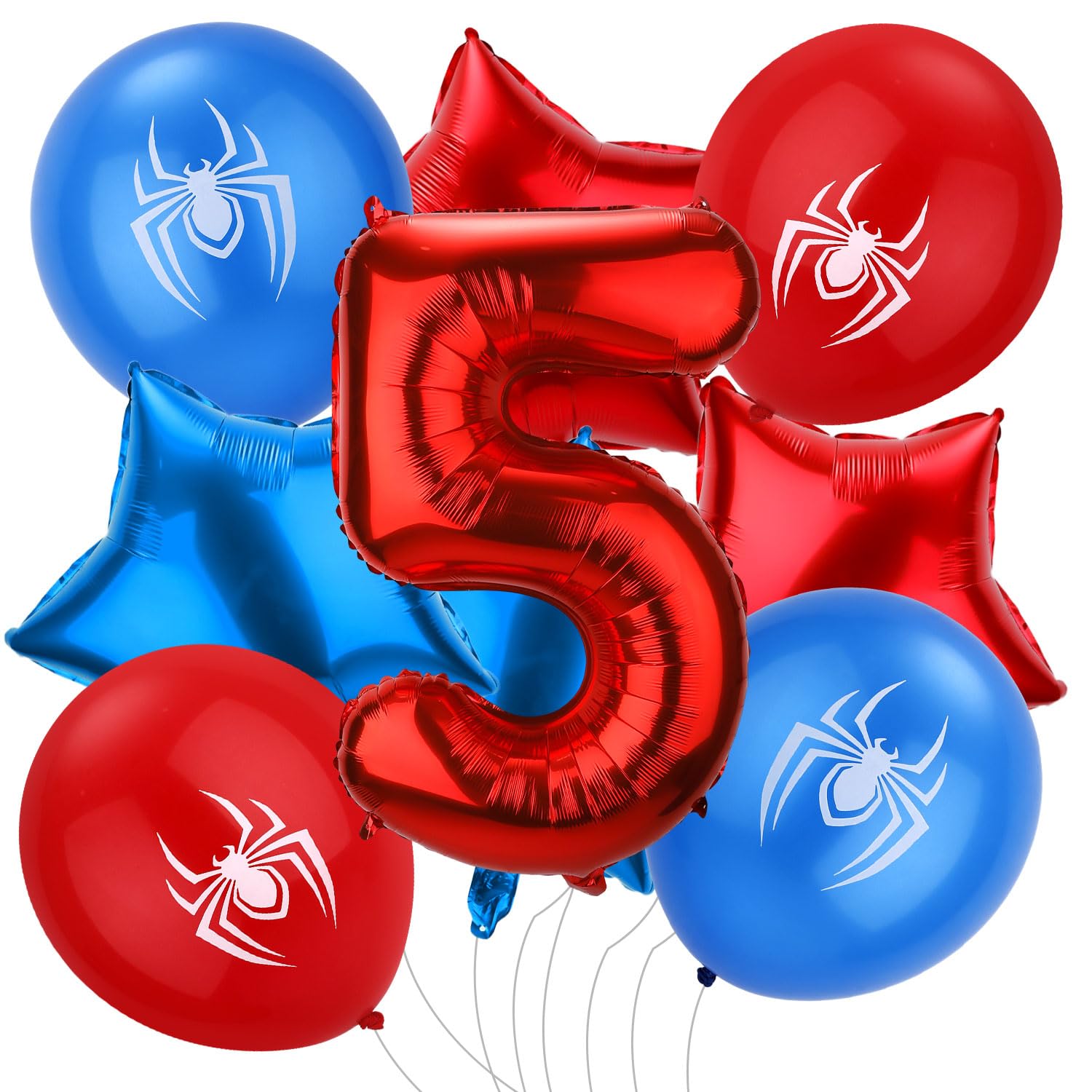 Amazon.com: 9pcs Spider Balloon Set, Red Number Balloon Spider Pattern ...